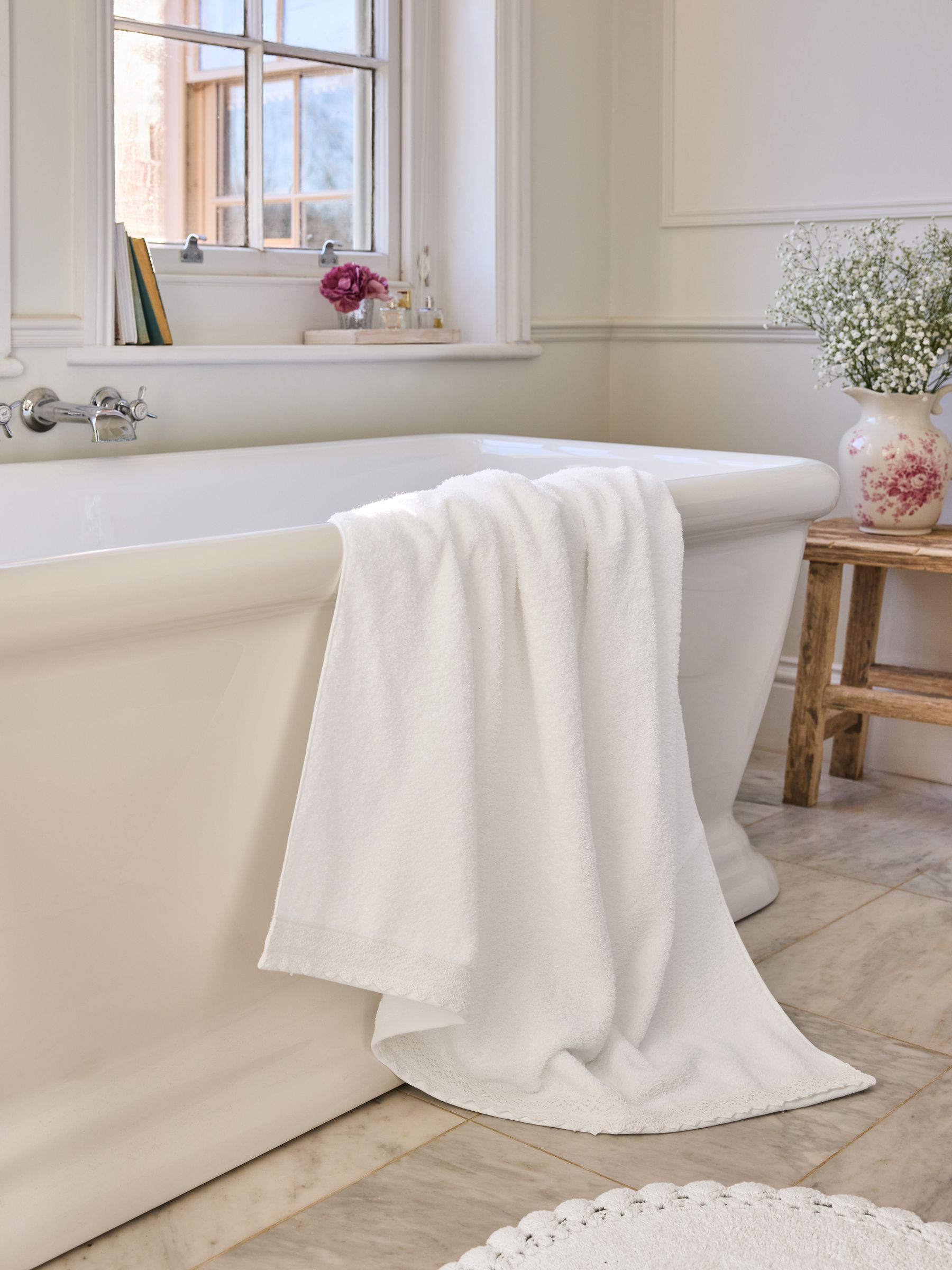Buy Shabby Chic by Rachel Ashwell® White Crochet Lace 100% Cotton Towel ...