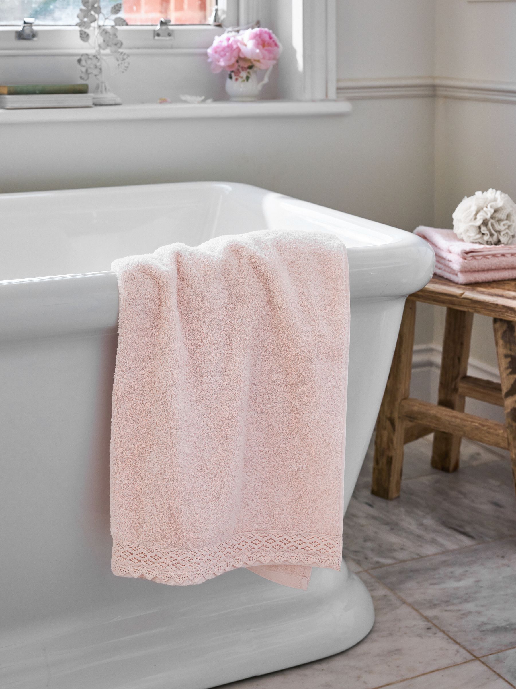 Buy Shabby Chic by Rachel Ashwell® Pink Crochet Lace 100% Cotton Towel ...