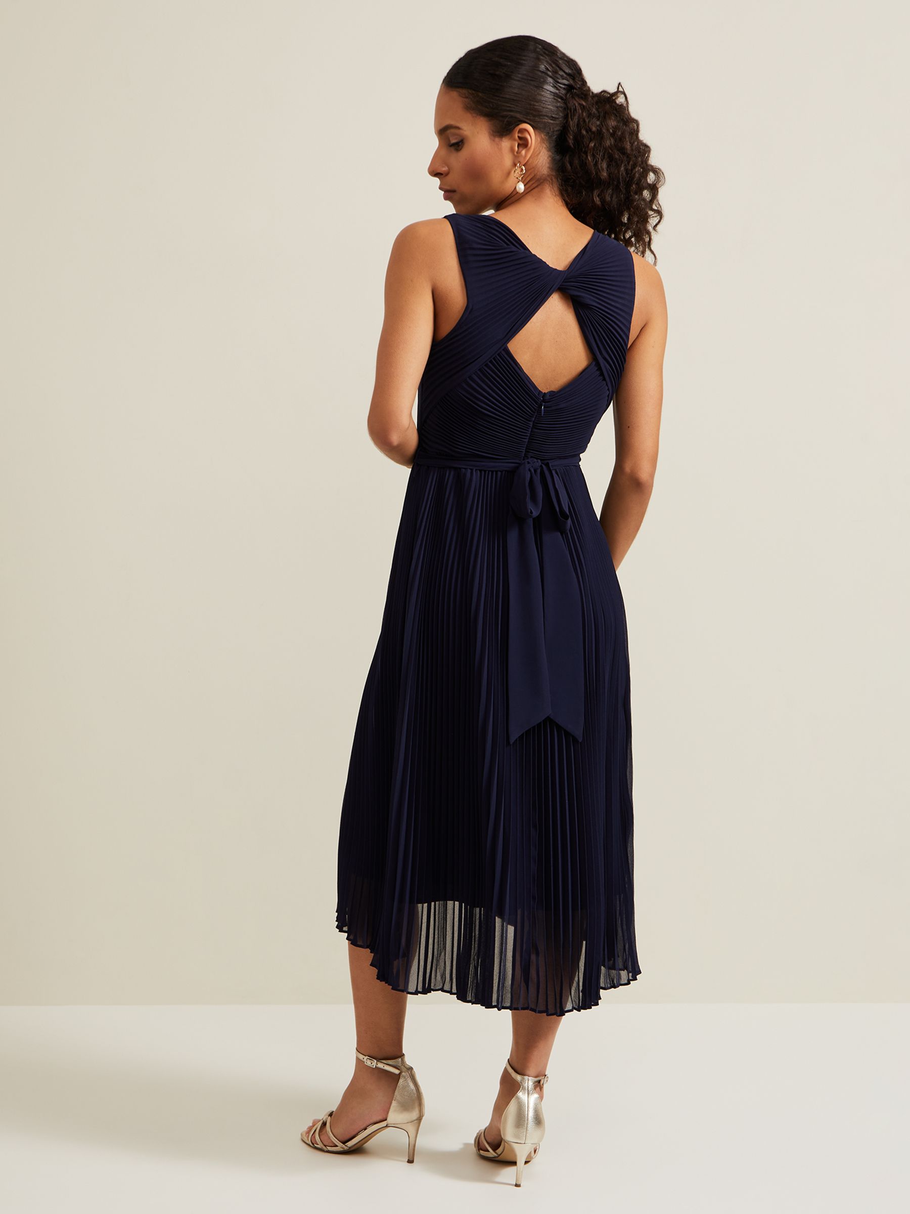 Buy Phase Eight Blue Petite Cressida Pleat Midi Dress from Next Ireland