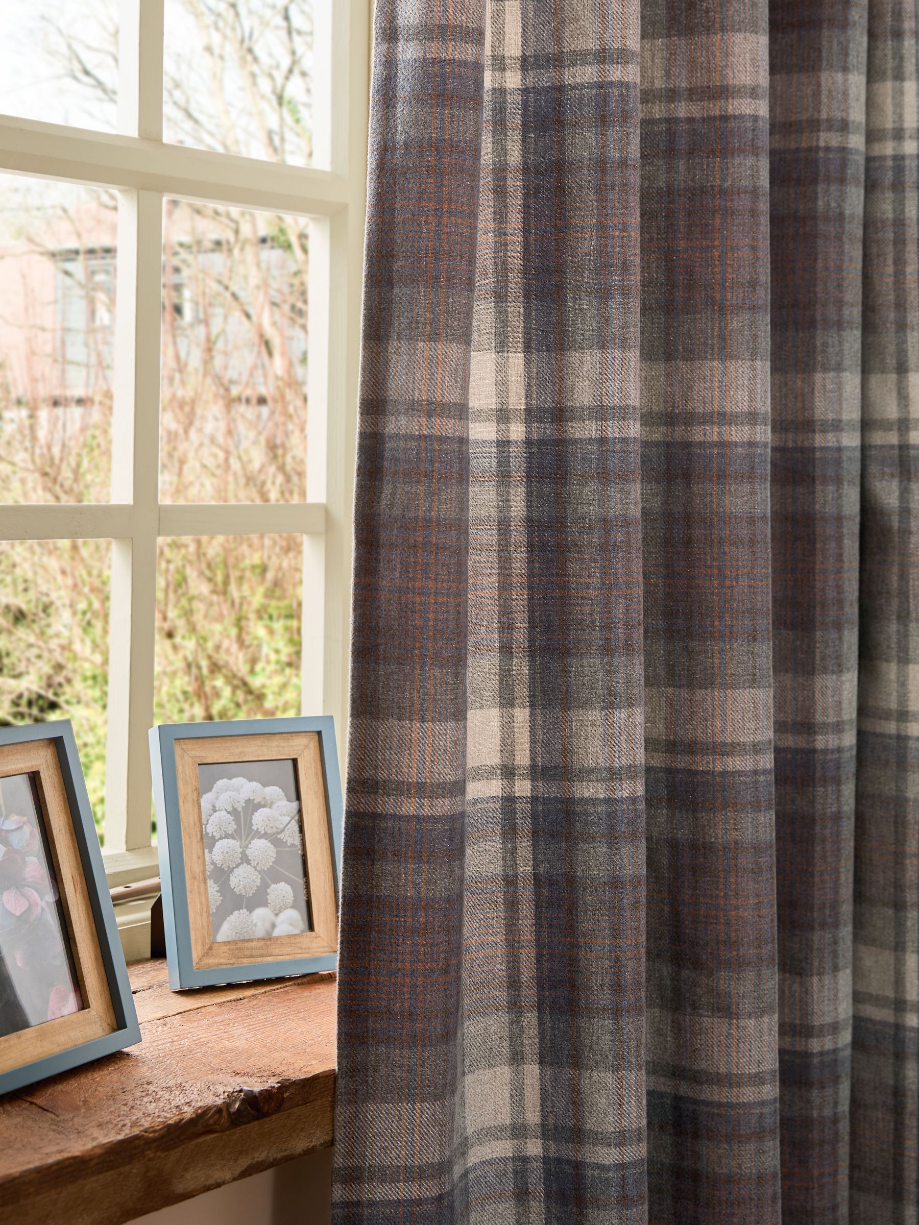 Buy Blue/Grey Alpine Check Lined Pencil Pleat Curtains from the Next UK ...