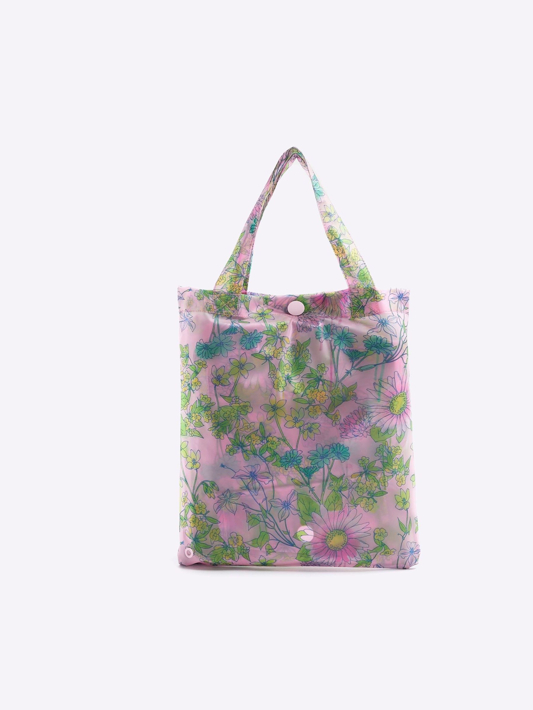 Buy River Island Pink Girls Foral Clear Rainmac with Bag from the Next ...
