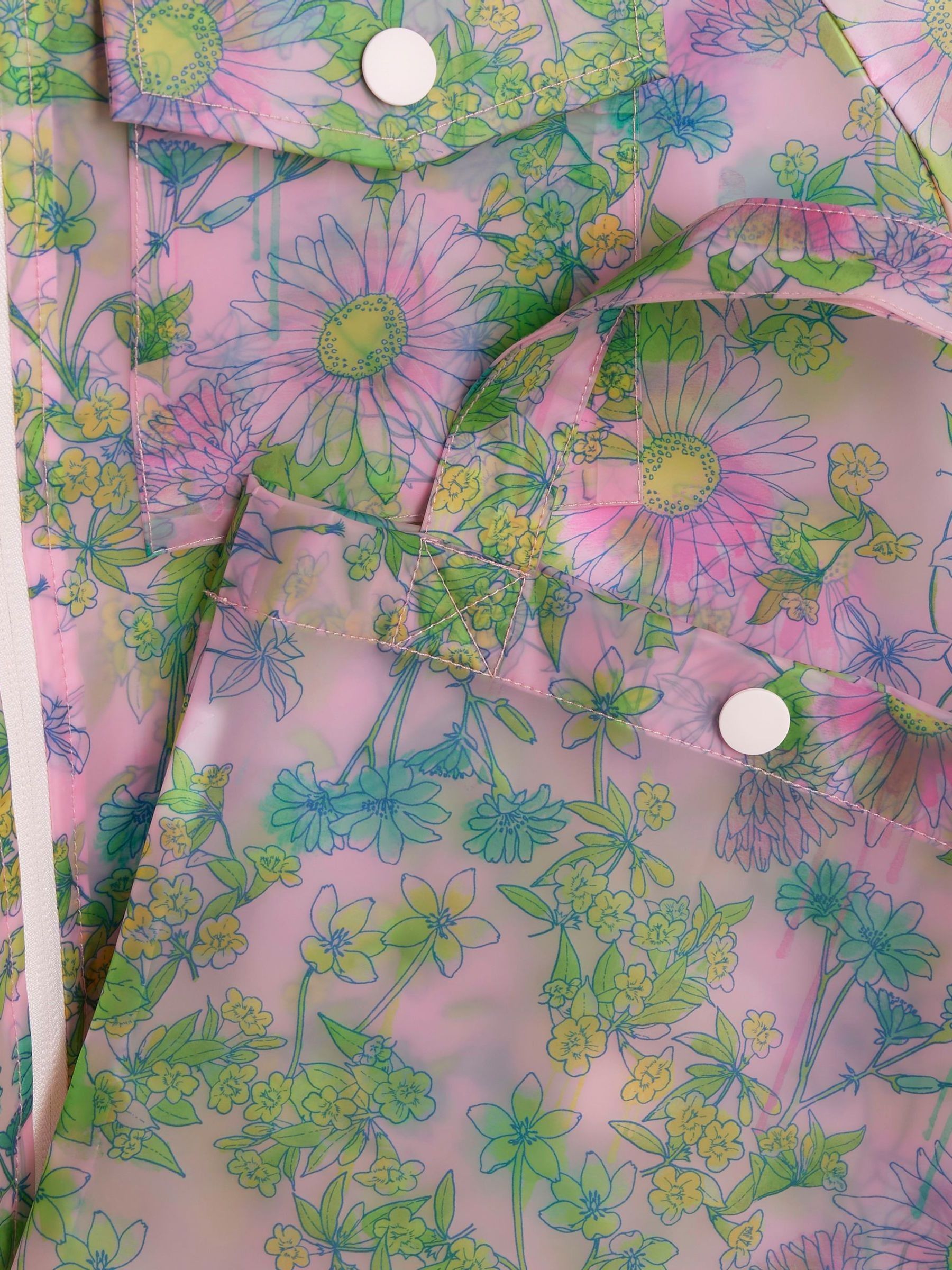 Buy River Island Pink Girls Foral Clear Rainmac with Bag from the Next ...