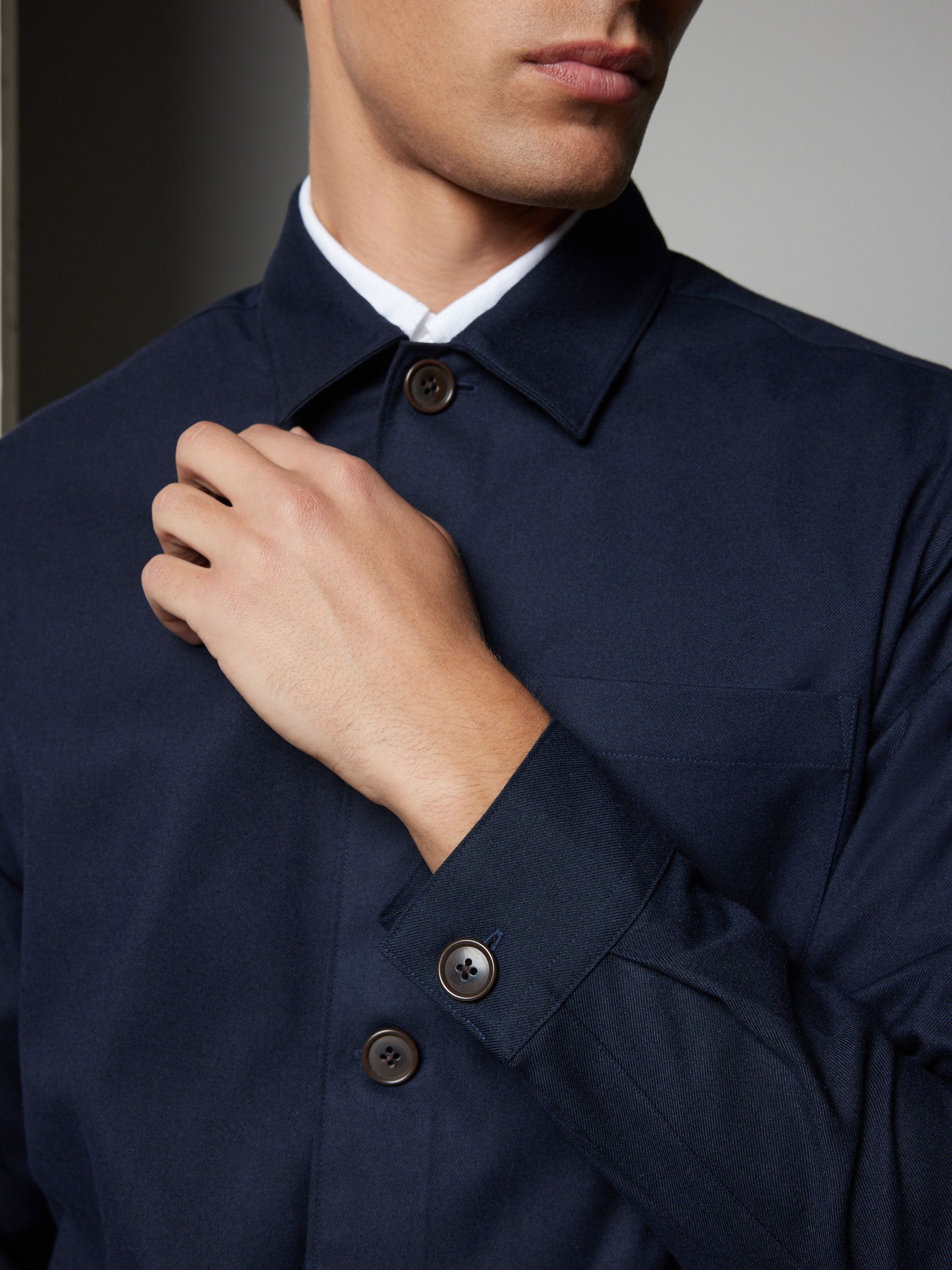 Buy Navy Blue Regular Fit Button Through Overshirt from Next Ireland