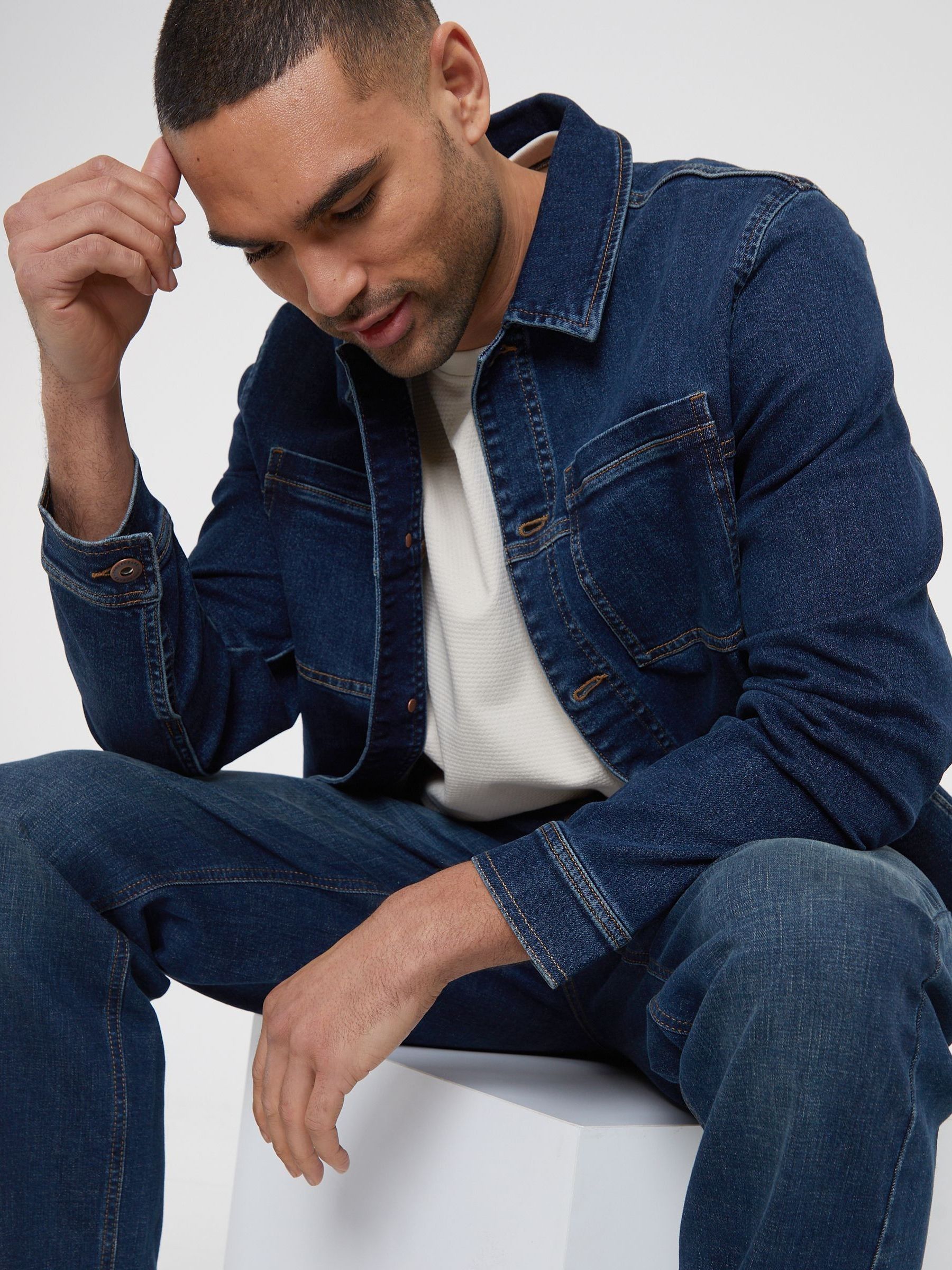 Buy Threadbare Blue Mid Wash Denim Shacket from the Next UK online shop