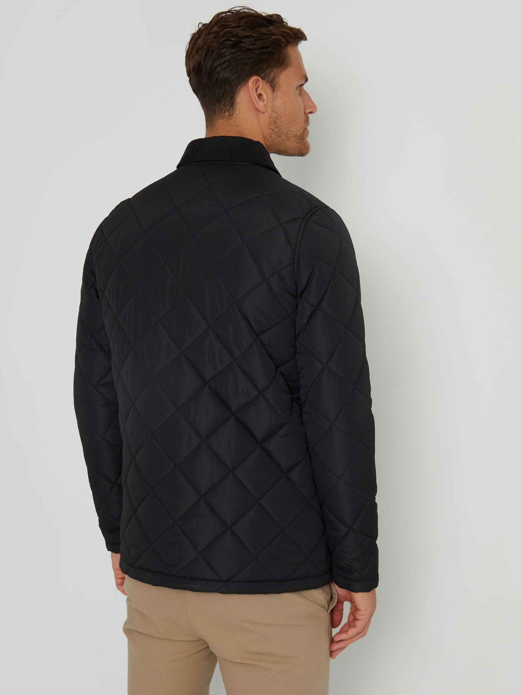 Buy Threadbare Black Showerproof Diamond Quilted Waterproof Collared ...
