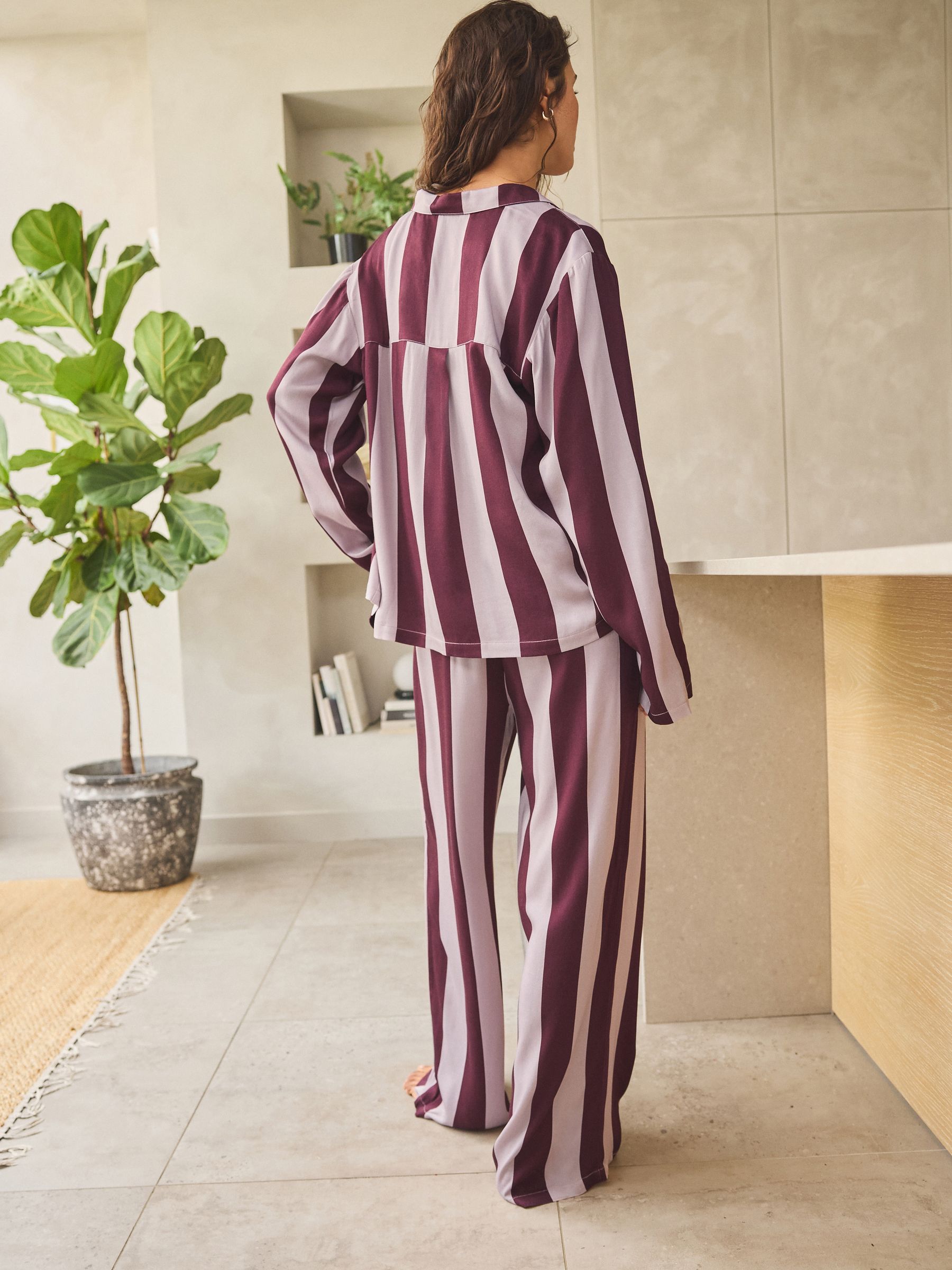 Buy Burgundy Red Stripe Button Through Pyjamas from Next Ireland
