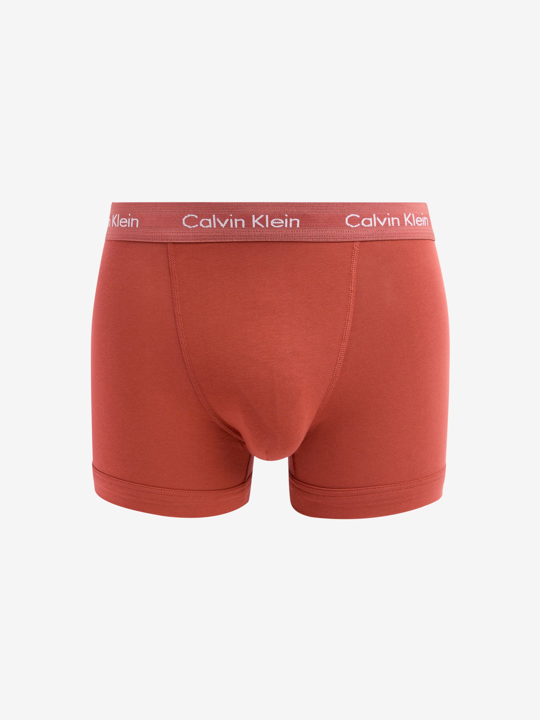 Buy Calvin Klein Navy/Grey/Orange Classic Stretch Trunks 3 Pack Boxers ...