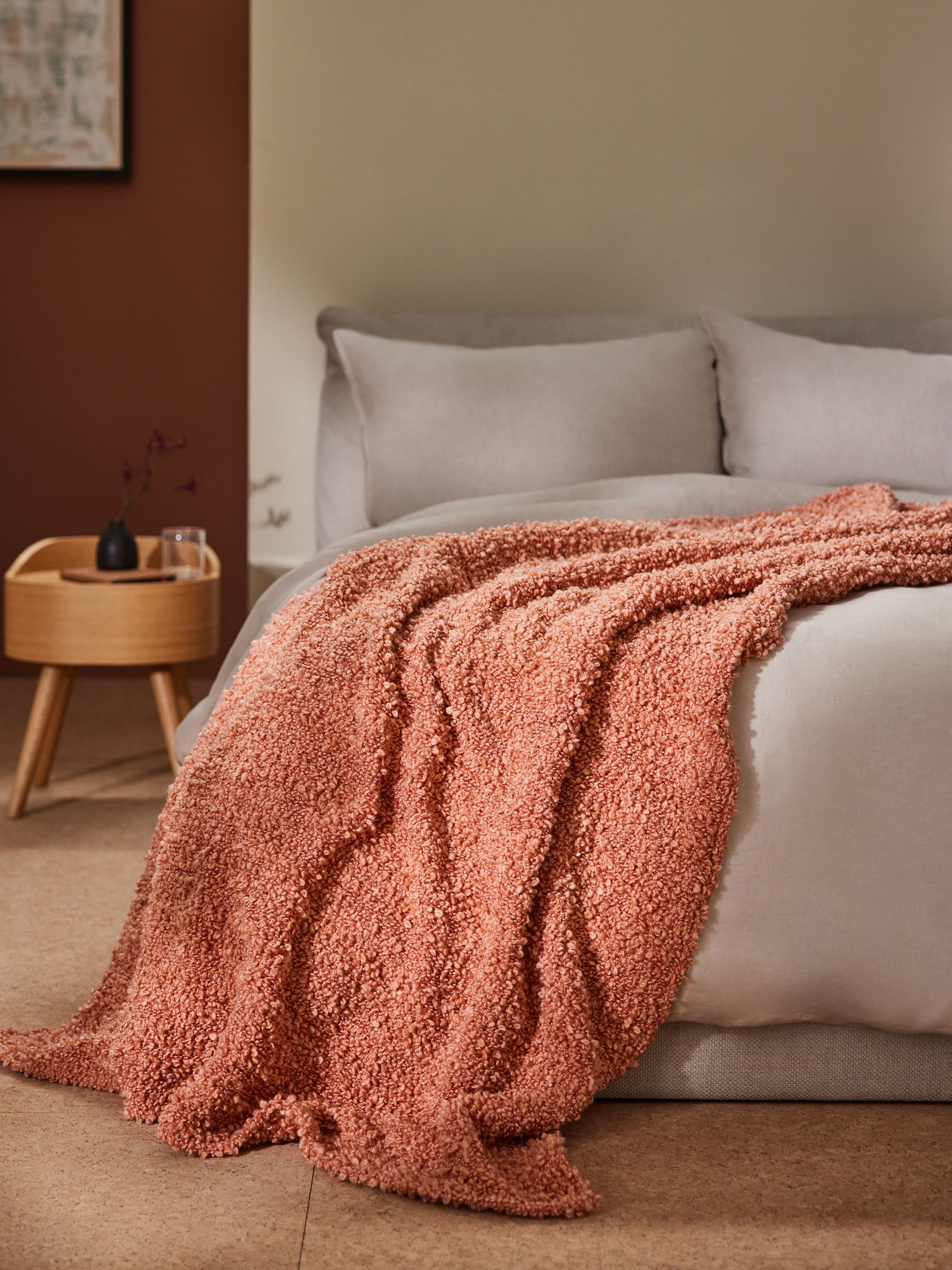 Buy MADE.COM Peach Pink Agda Boucle Textured Throw from the Next UK ...