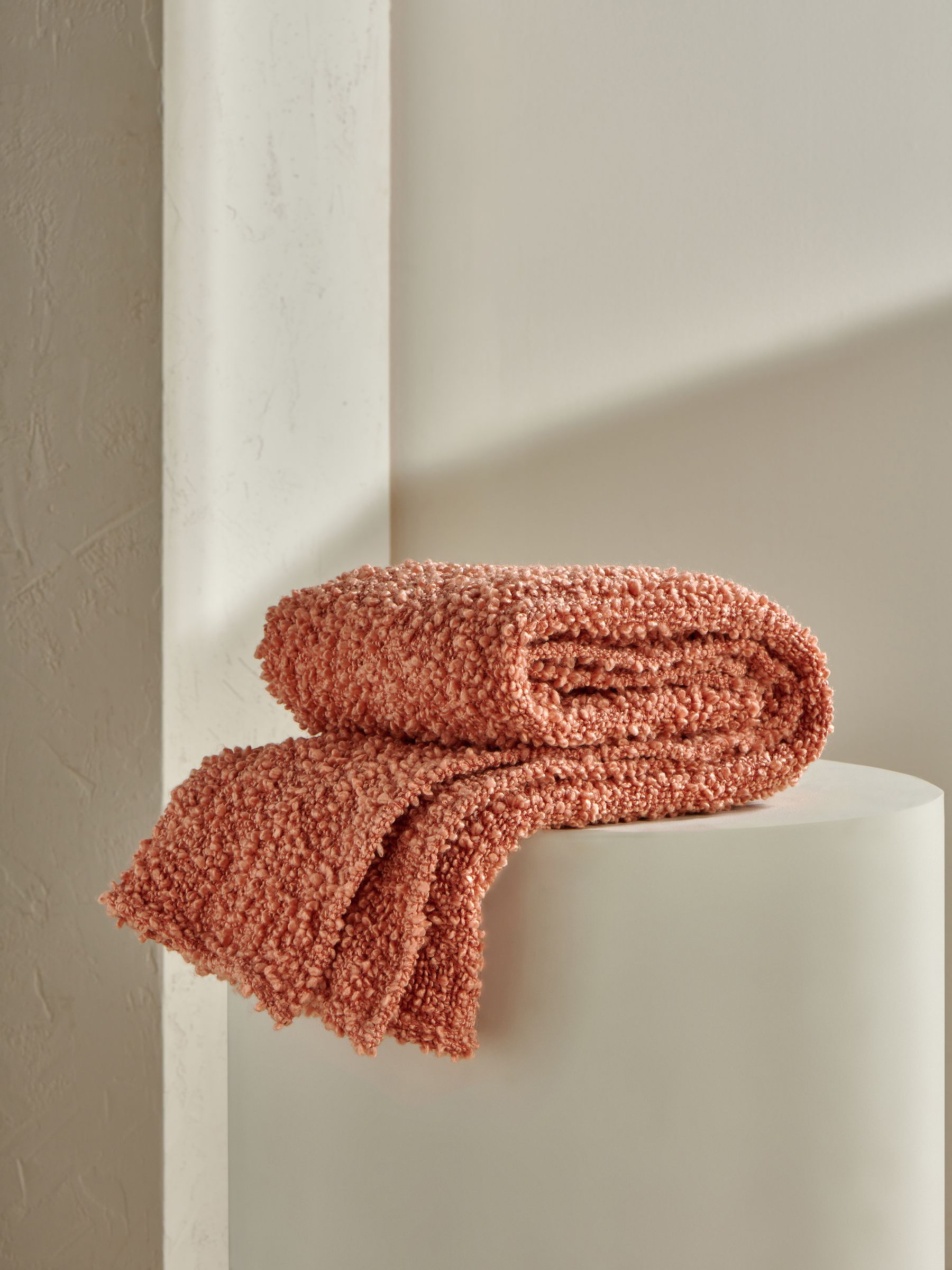 Buy MADE.COM Peach Pink Agda Boucle Textured Throw from the Next UK ...