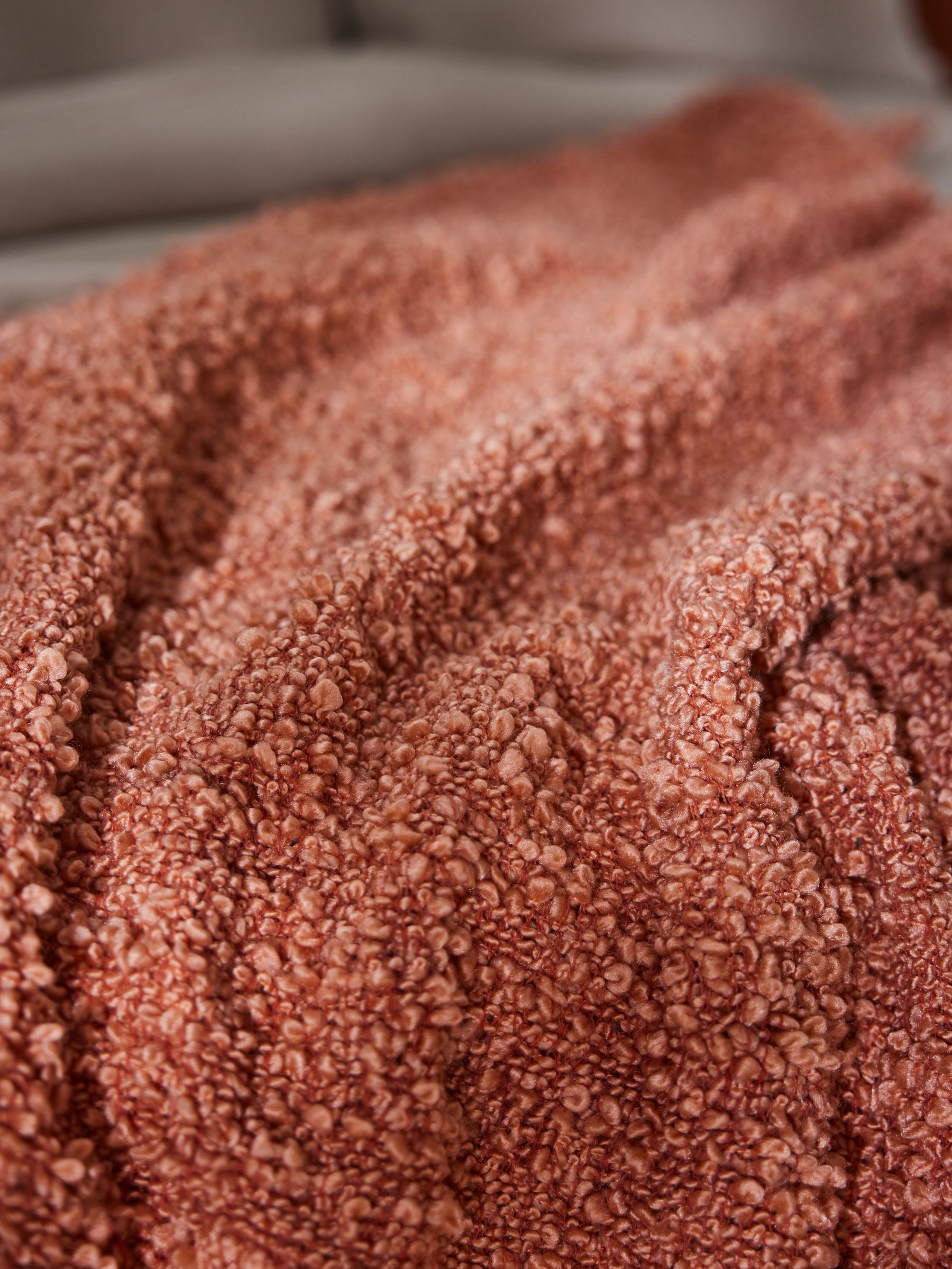 Buy MADE.COM Peach Pink Agda Boucle Textured Throw from the Next UK ...