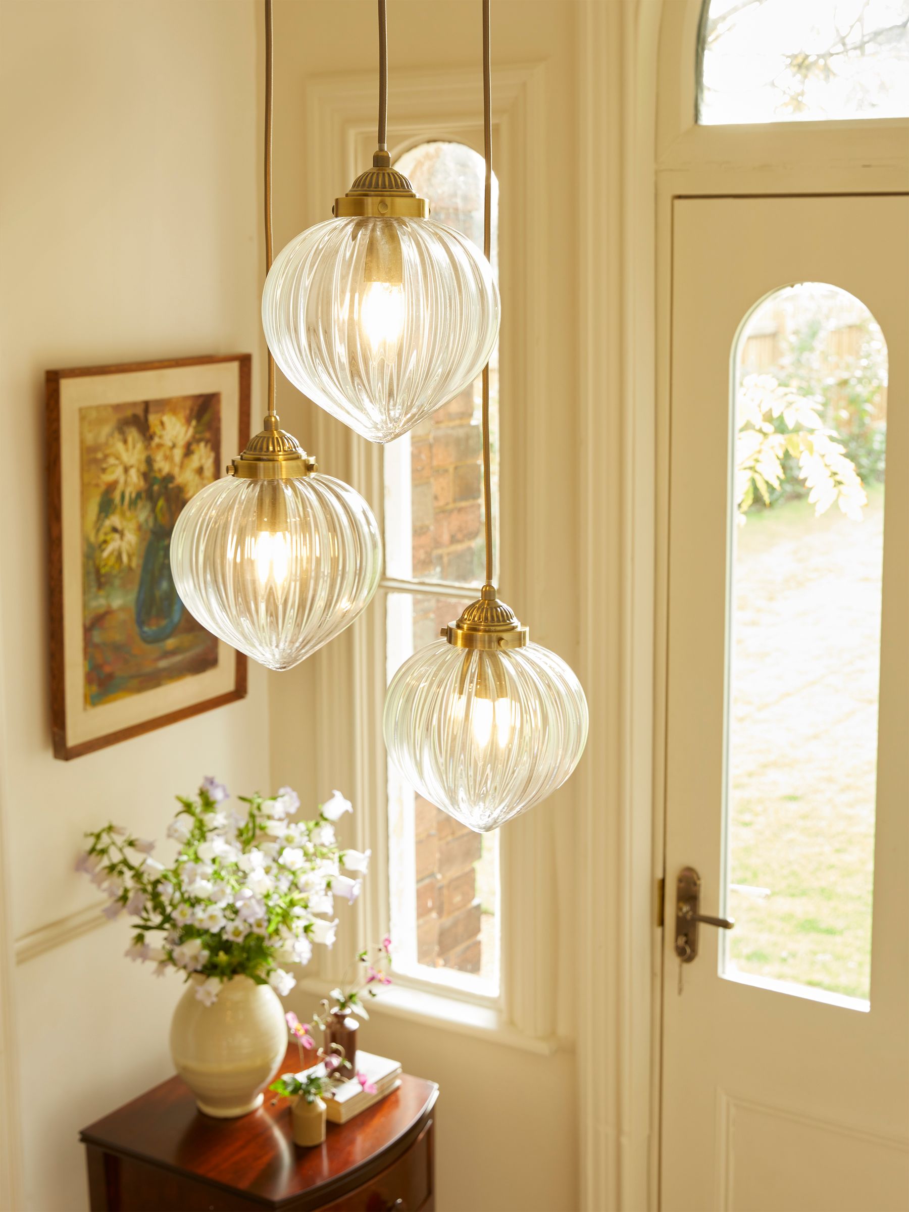 Buy Laura Ashley Brass Whitham Pendant 3 Light Ceiling Light from the ...