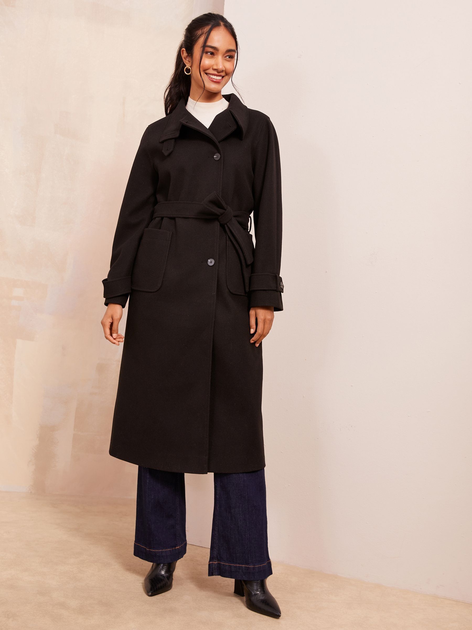 Buy Friends Like These Black Belted Funnel Neck Coat from Next Ireland