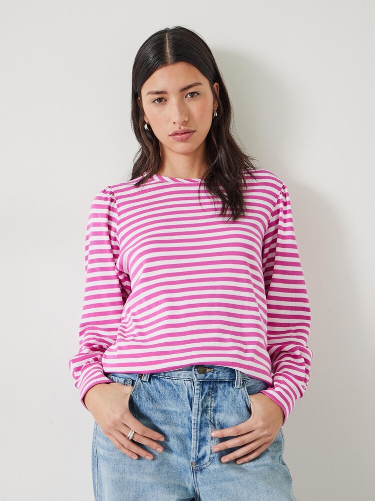 Buy Hush Pink Stripe Emily Puff Sleeve Sweatshirt from the Next UK ...