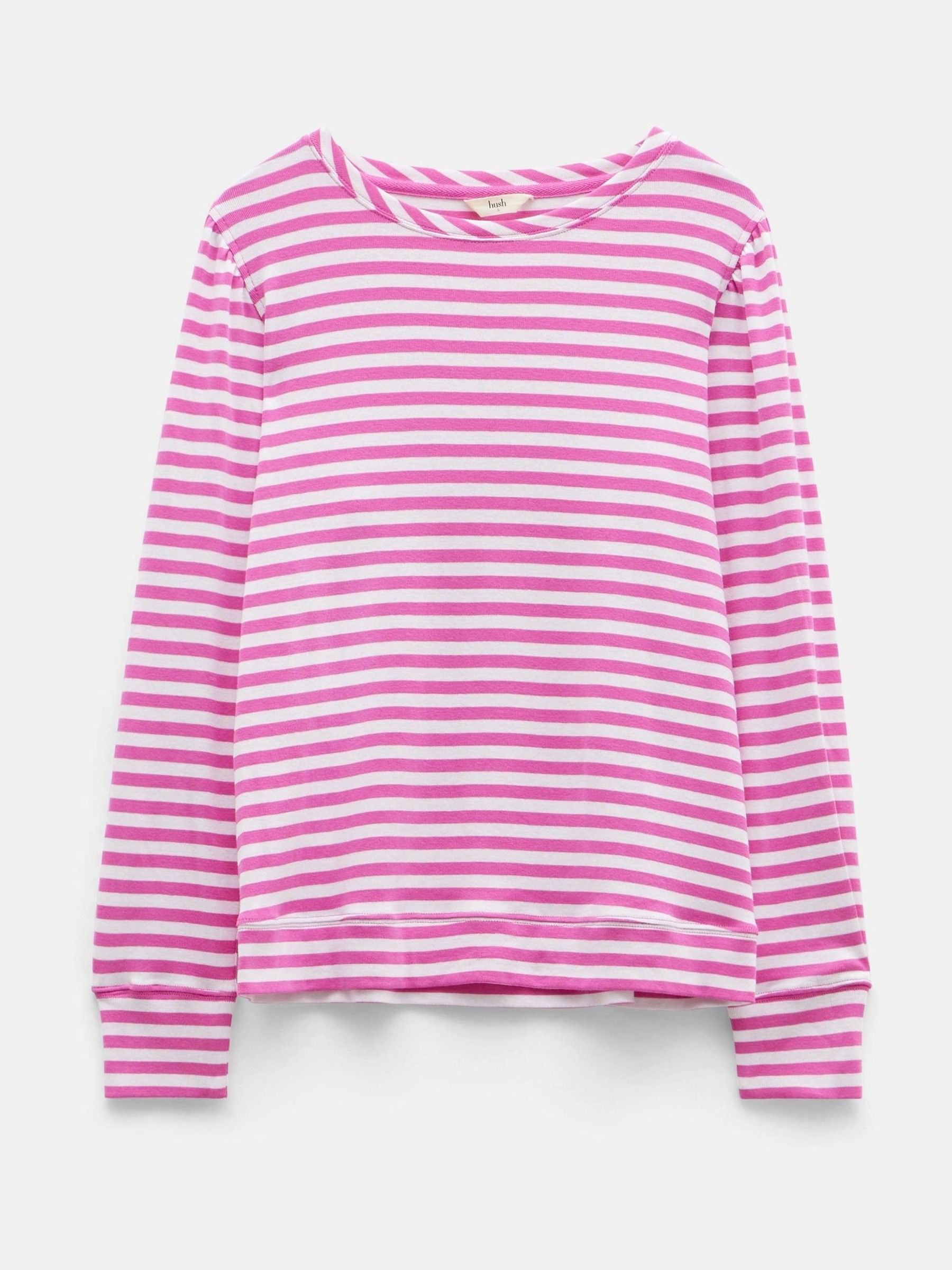 Buy Hush Pink Stripe Emily Puff Sleeve Sweatshirt from Next Buy Hush Pink Stripe Emily Puff Sleeve Sweatshirt from Next