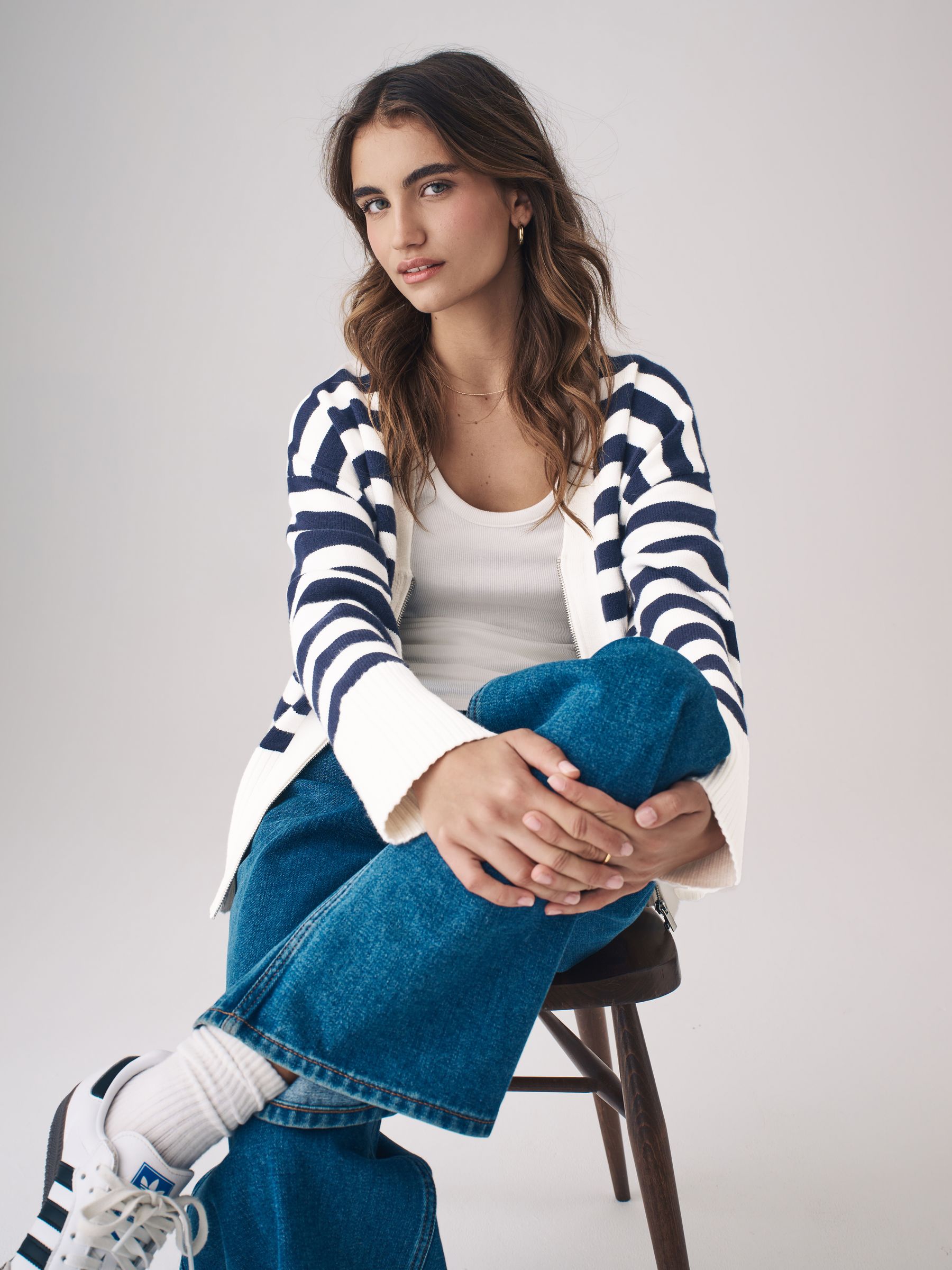 Buy The Set Navy/White Stripe 2 Pack Zip Through Cardigans from the ...