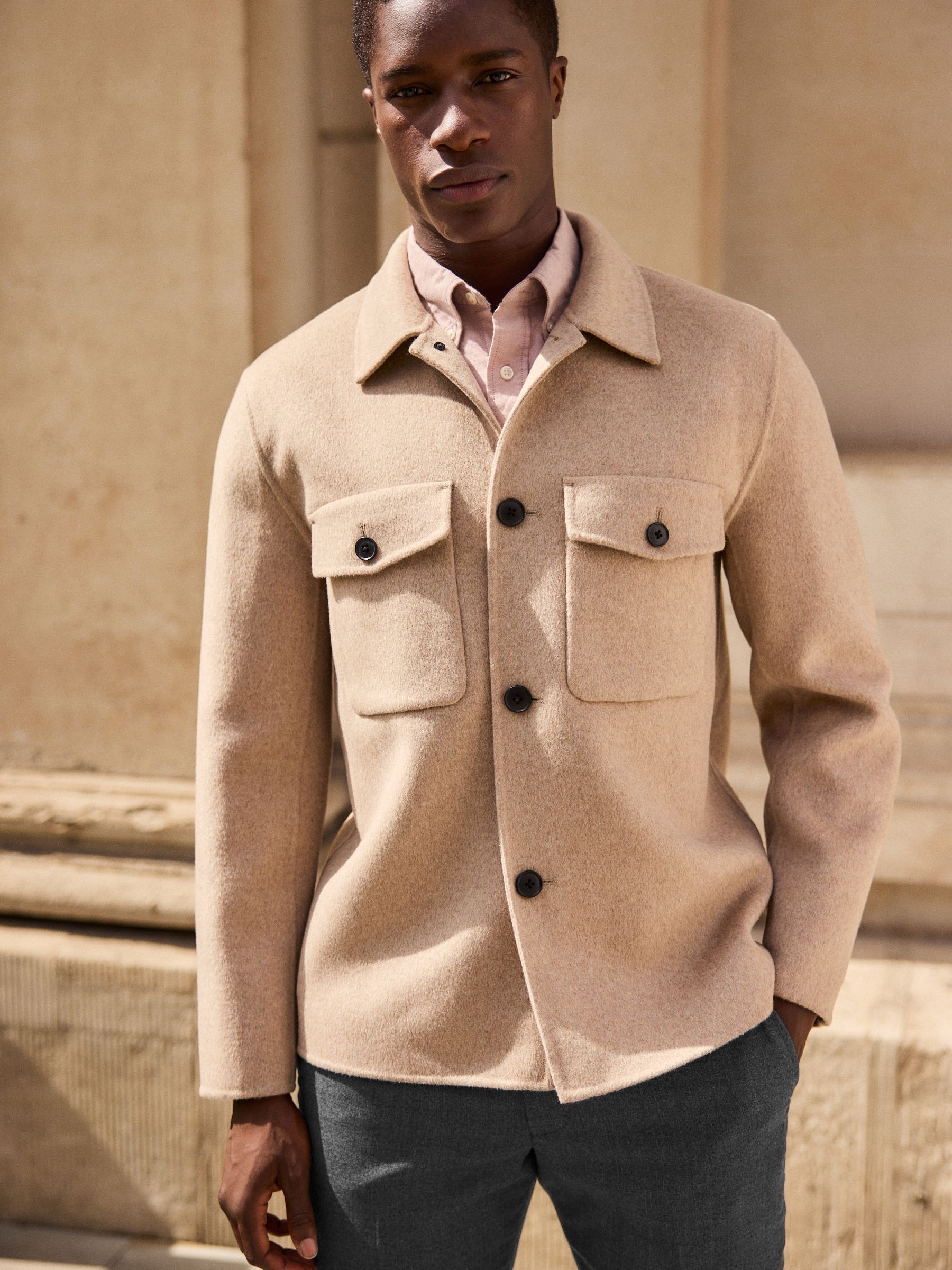 Buy Taupe Neutral Premium Soft Touch Wool Rich Shacket from the Next UK ...