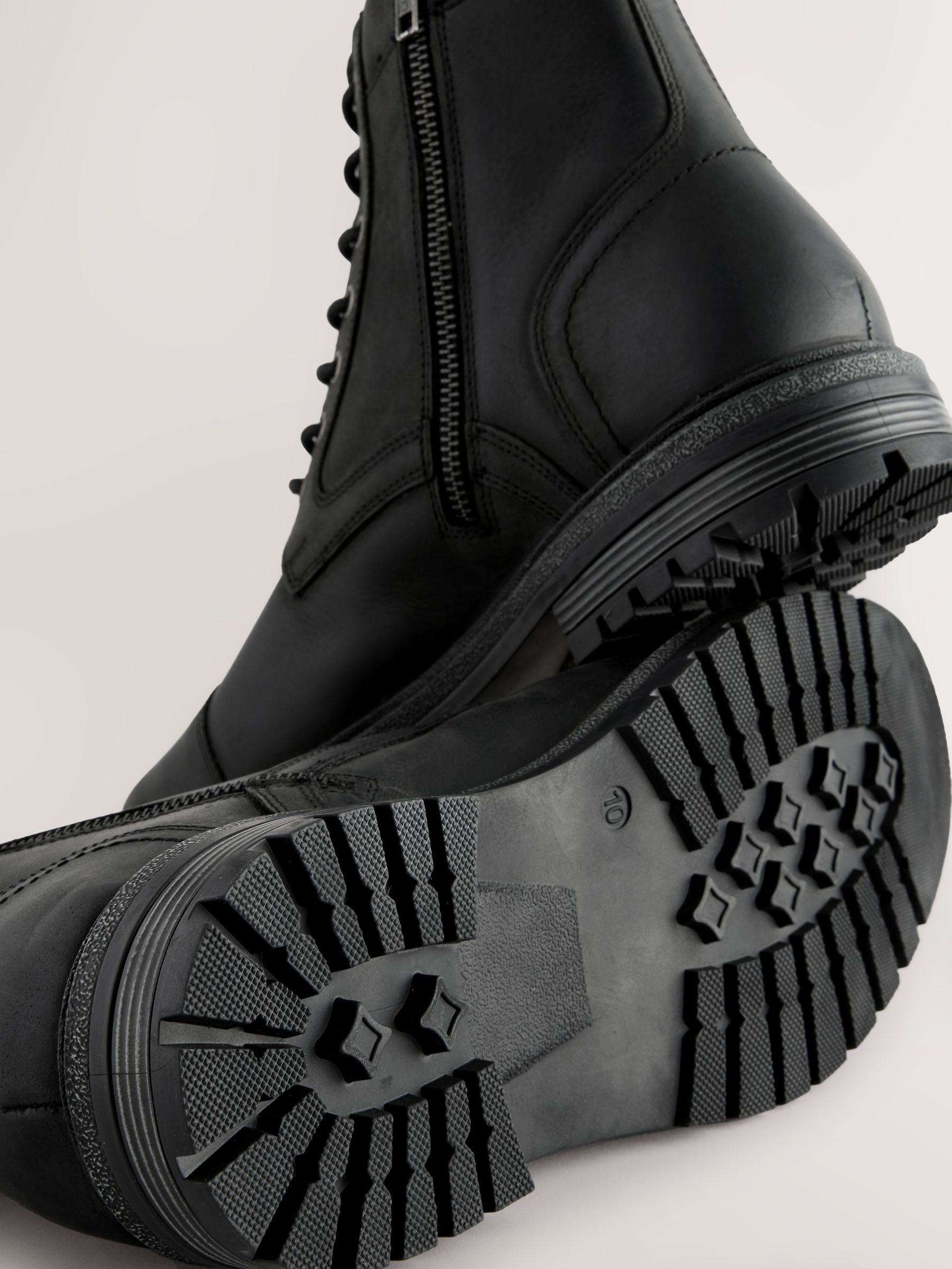 Buy Black Leather Toe Cap Zip Up Boots from the Next UK online shop