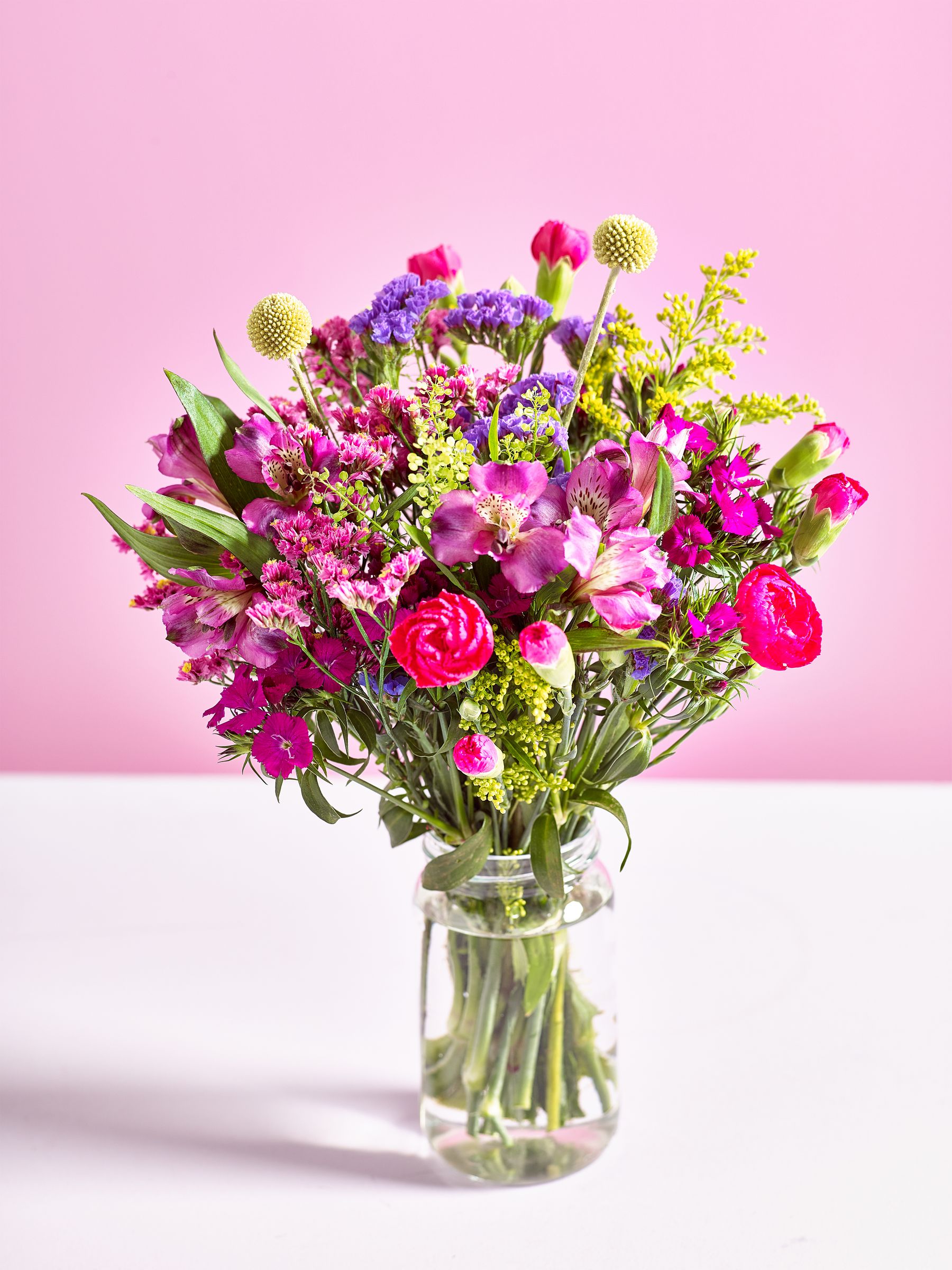 Buy Bright Posy Fresh Flower Bouquet with Wrapped Glass Vase from the ...