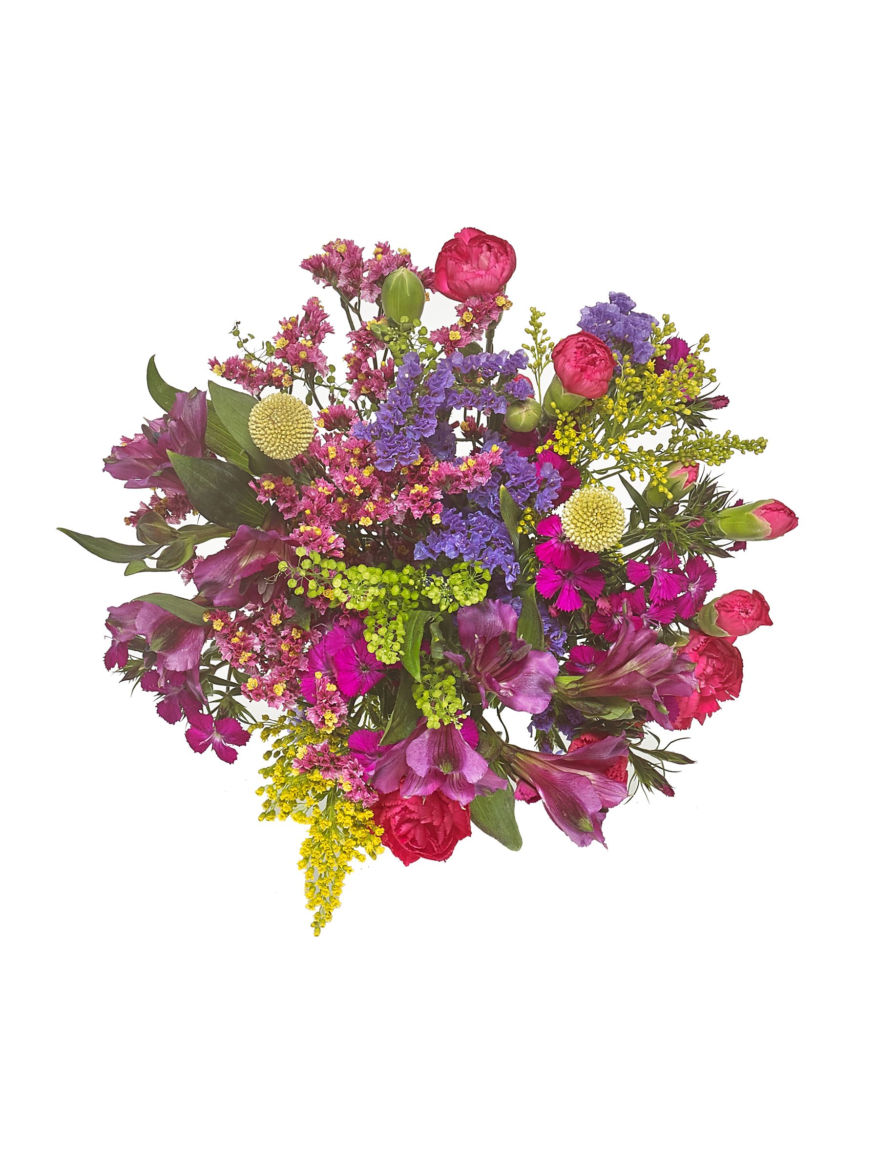 Bright Posy Fresh Flower Bouquet with Wrapped Glass Vase