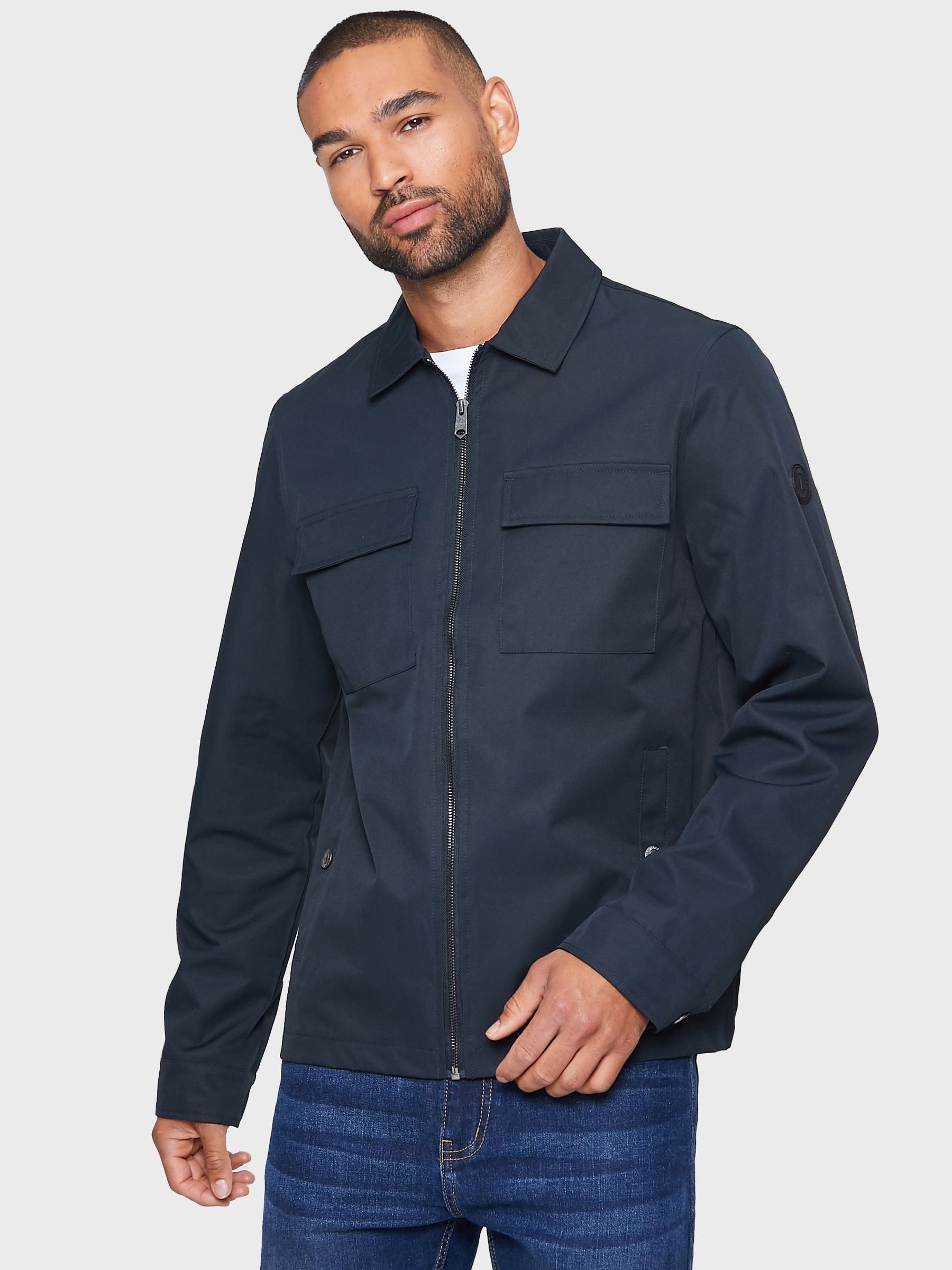 Buy Threadbare Navy Showerproof Zip-Up Lightweight Shacket from the ...
