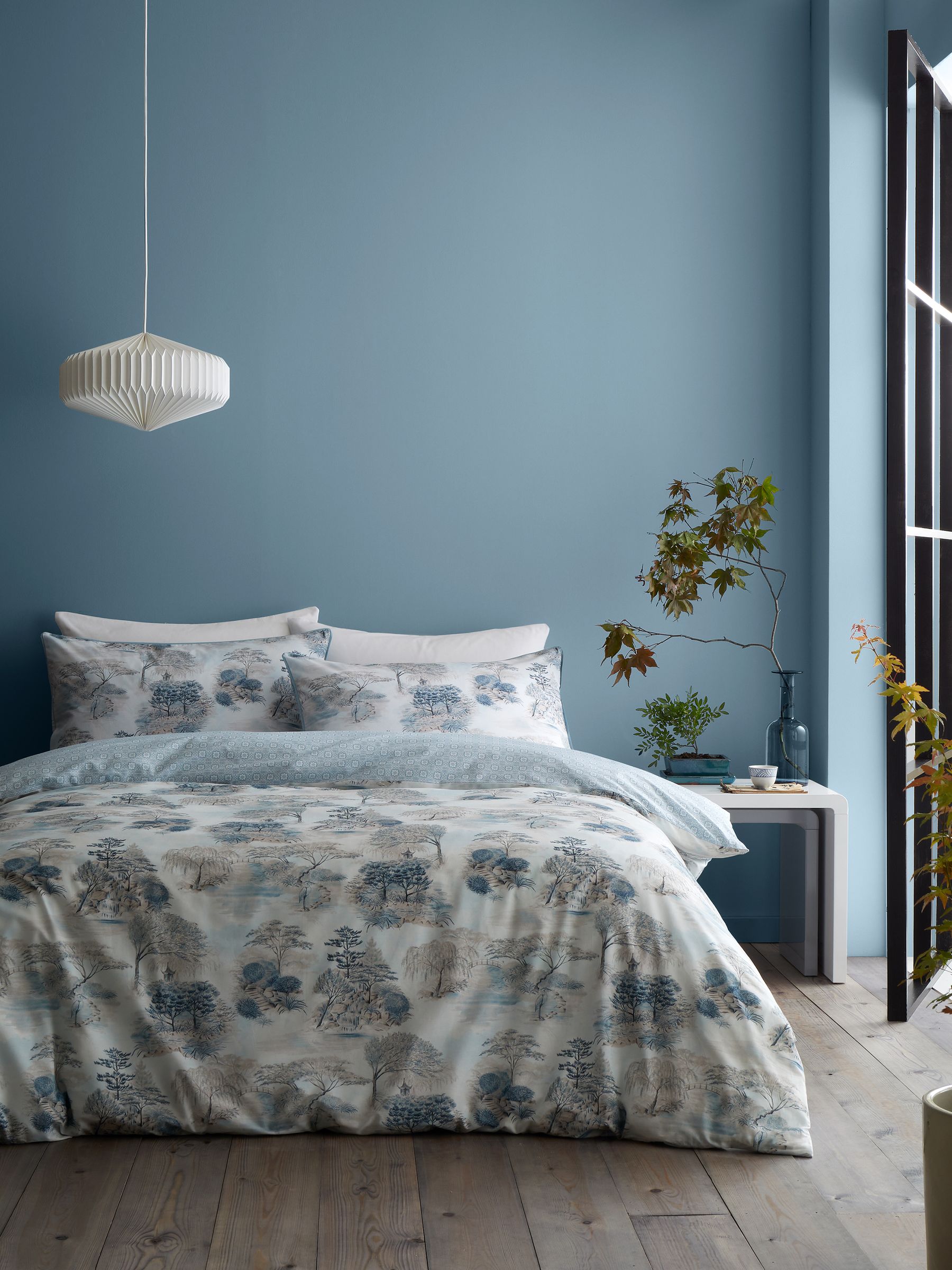 Buy RHS Sea spray Blue Japanese Garden 100% Cotton Duvet Cover Set from ...