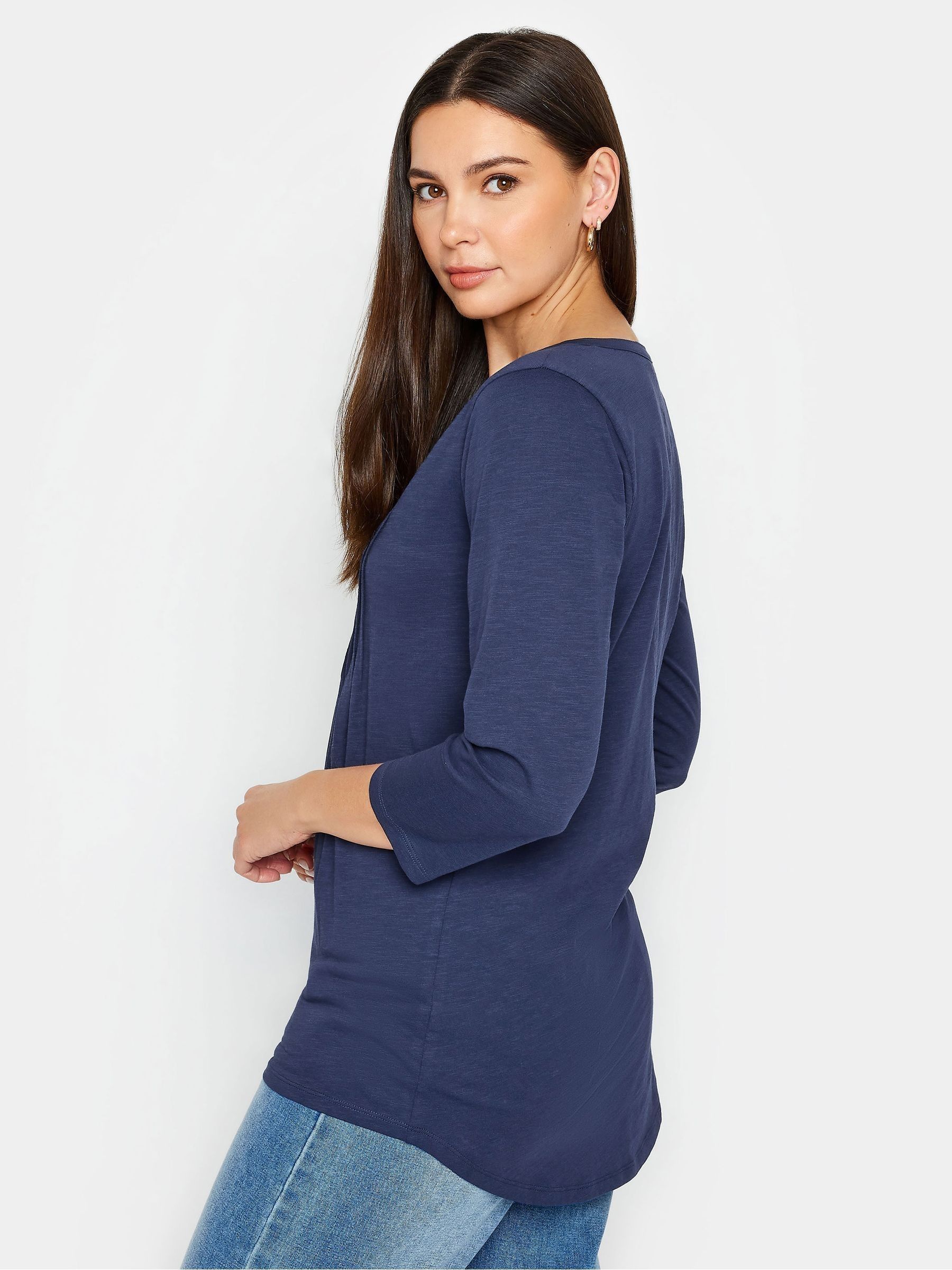 Buy Long Tall Sally Mid Blue 100% Cotton Henley Tops 2 Pack from the ...