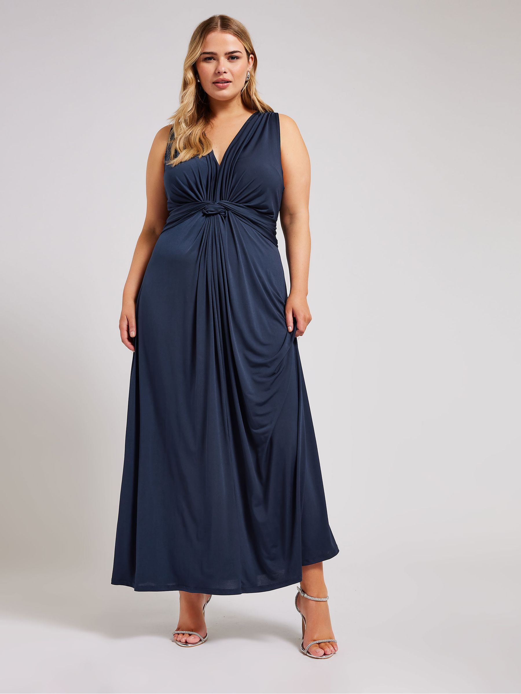 Buy Yours Curve Blue Knot Front Maxi Dress from the Next UK online shop