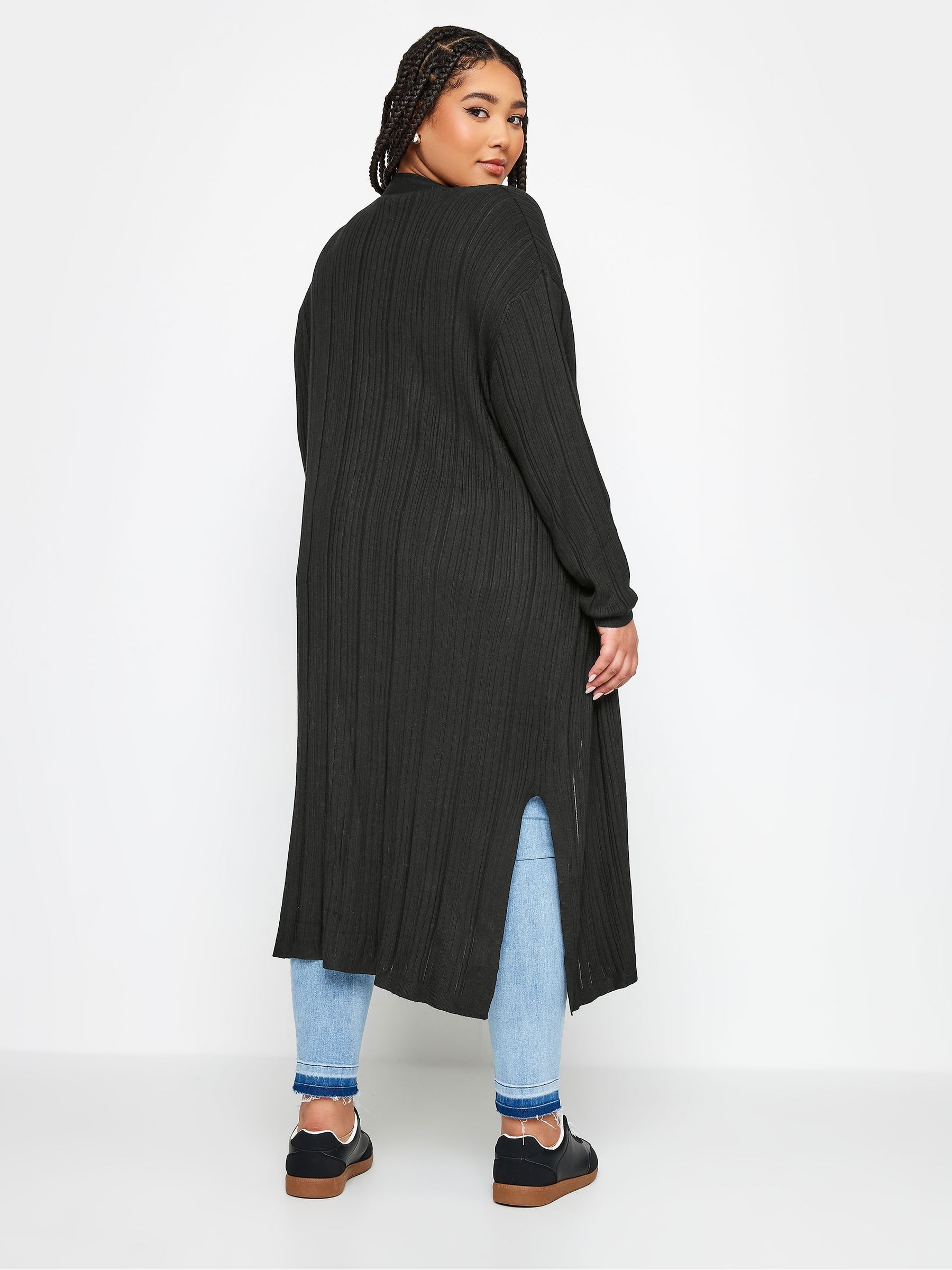 Buy Yours Curve Black Longline Ribbed Cardigan from the Next UK online shop