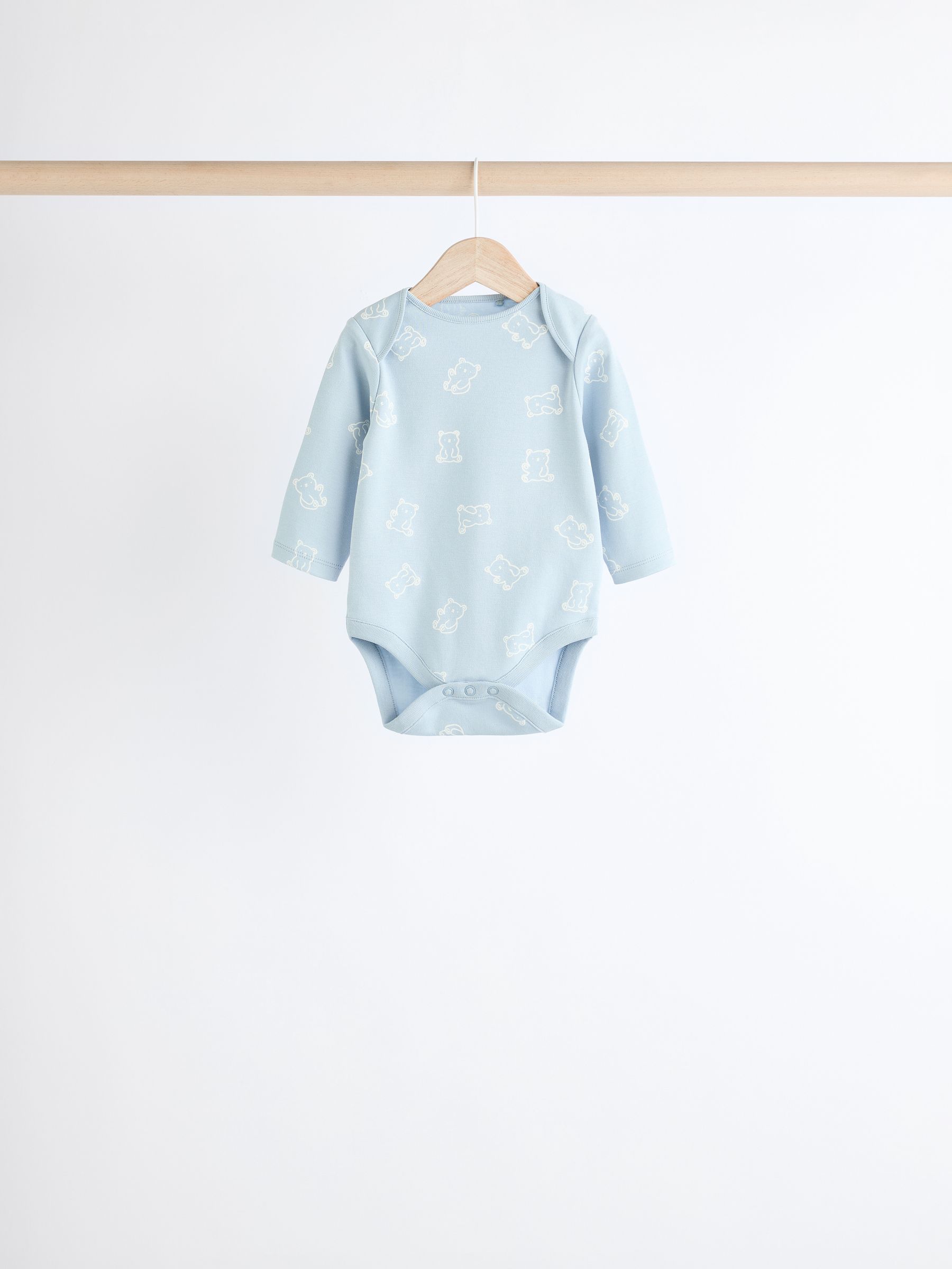 Buy Baby Blue Long Sleeves Bodysuits 5 Pack from the Next UK online shop