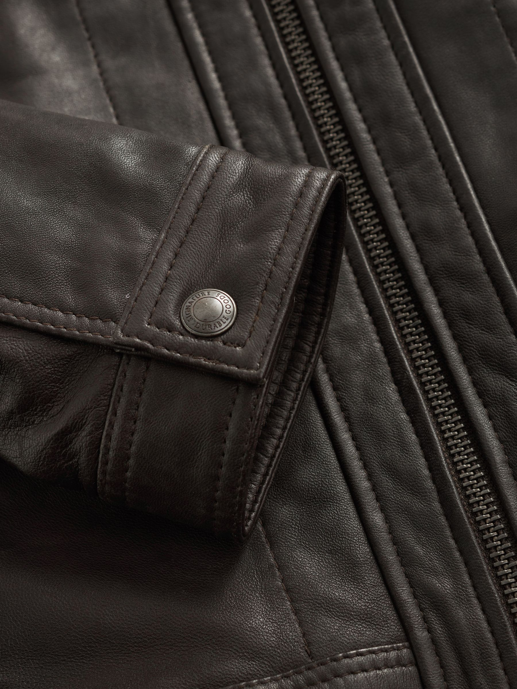 Buy Brown Four Pocket Borg Lined Leather Jacket from the Next UK online ...