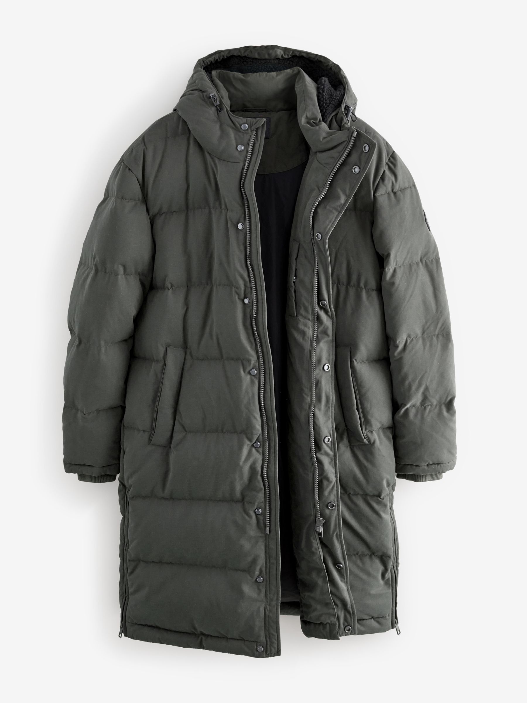Buy Khaki Green Signature Longline Down Puffer Coat from Next Ireland