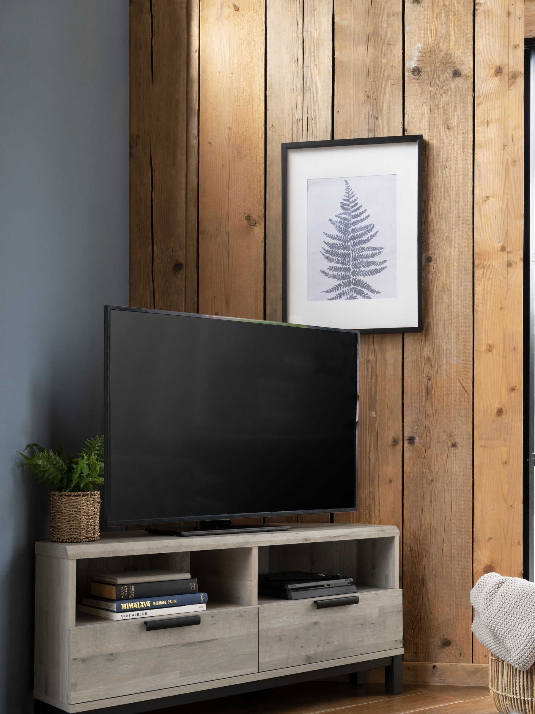 Buy Grey Bronx Up to 46 inch Corner Oak Effect Slim TV Unit from the ...