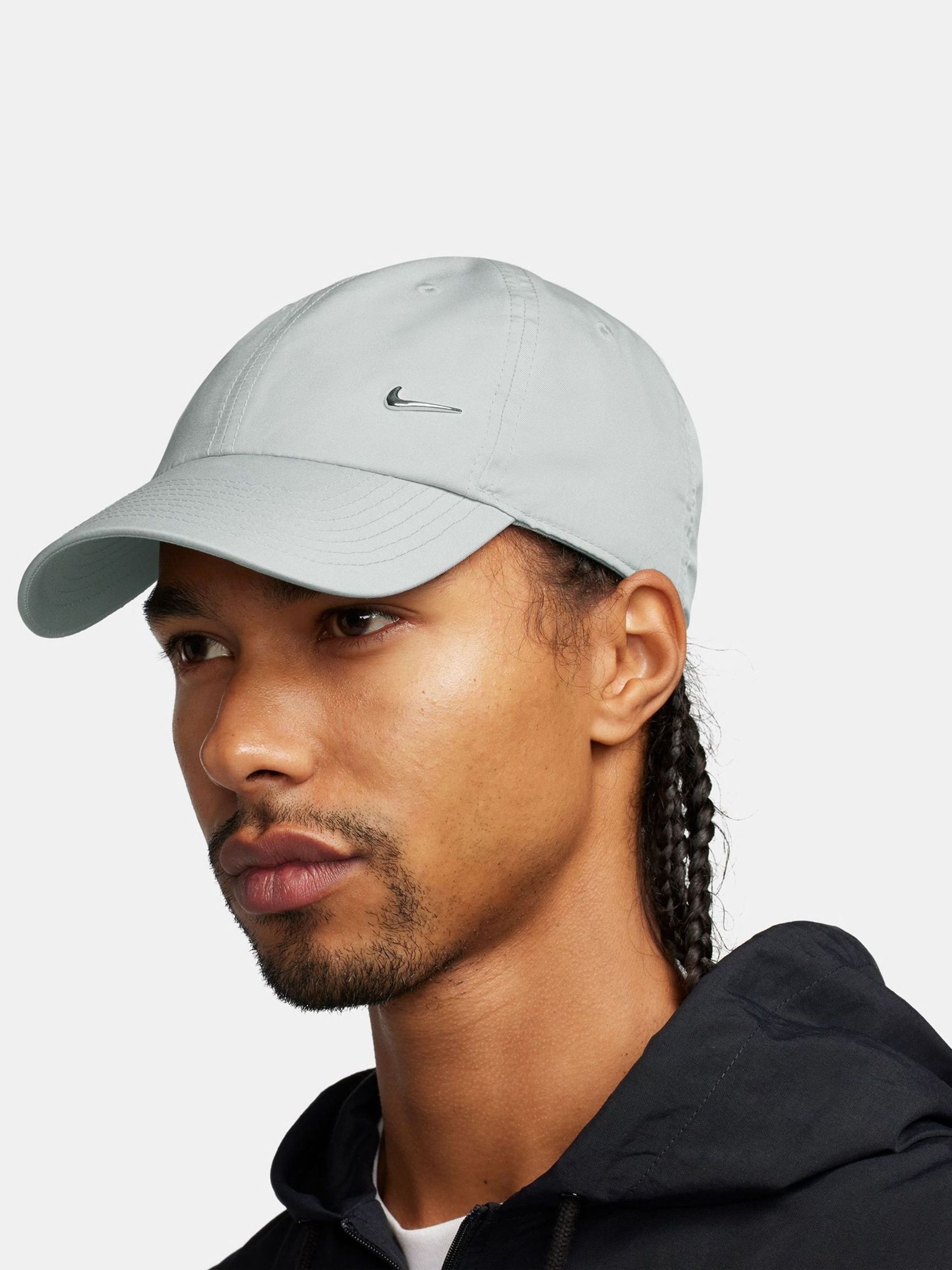Buy Nike Grey Dri-FIT Club Unstructured Metal Swoosh Cap from the Next ...