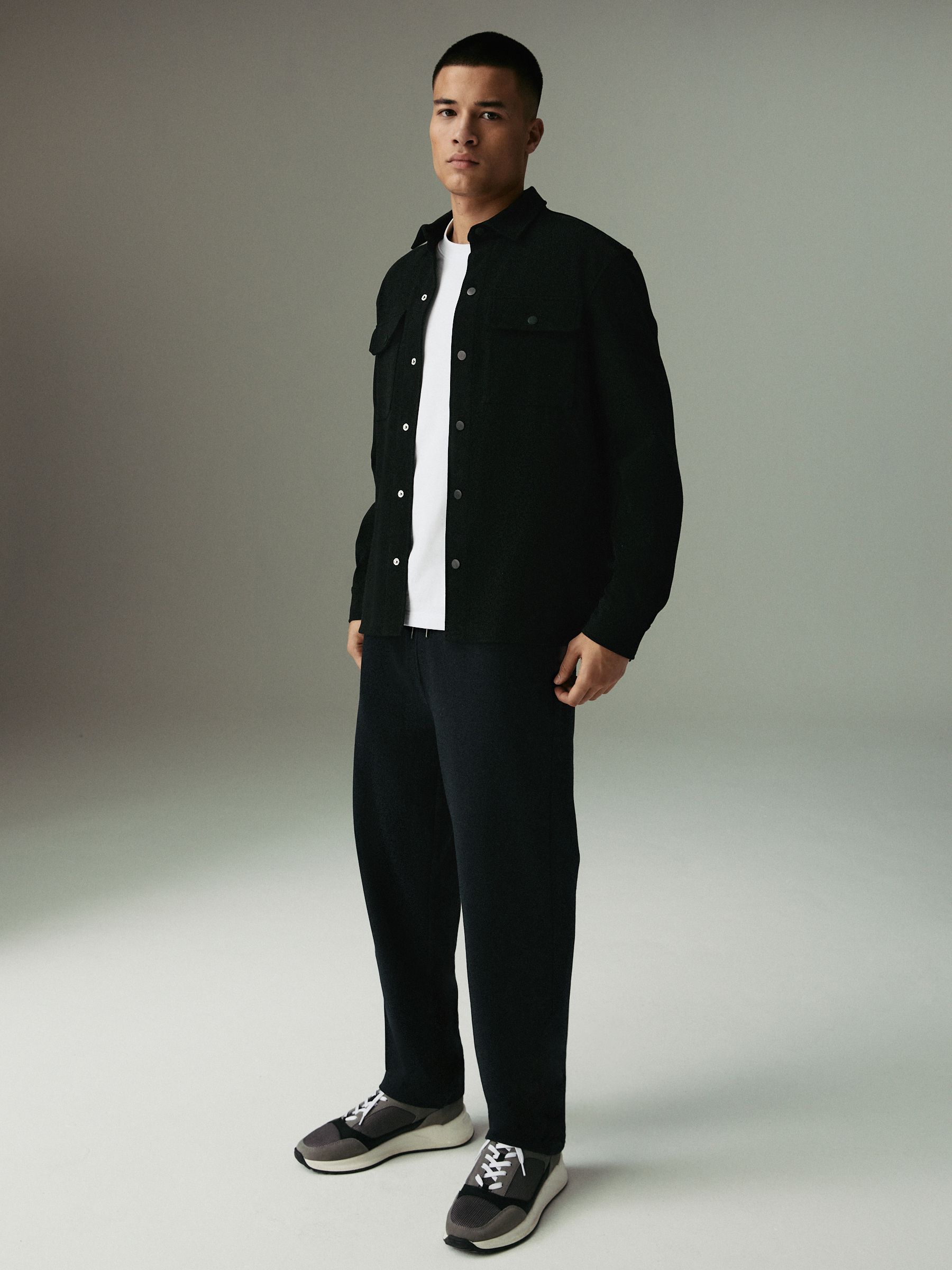 Buy Black Regular Fit Popper Shacket from Next Saudi Arabia