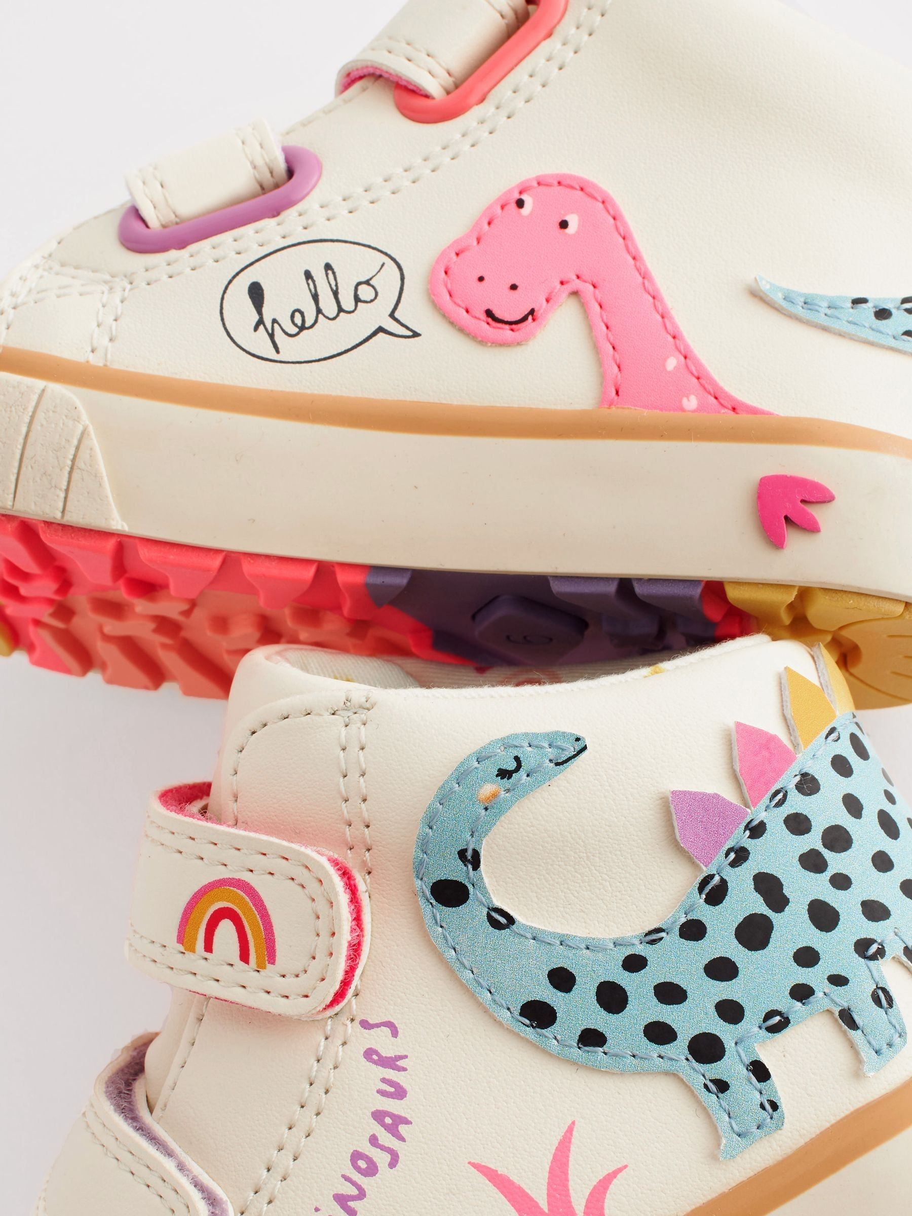 Buy Cream Standard Fit (F) Dinosaur High Top Trainers from Next Ireland