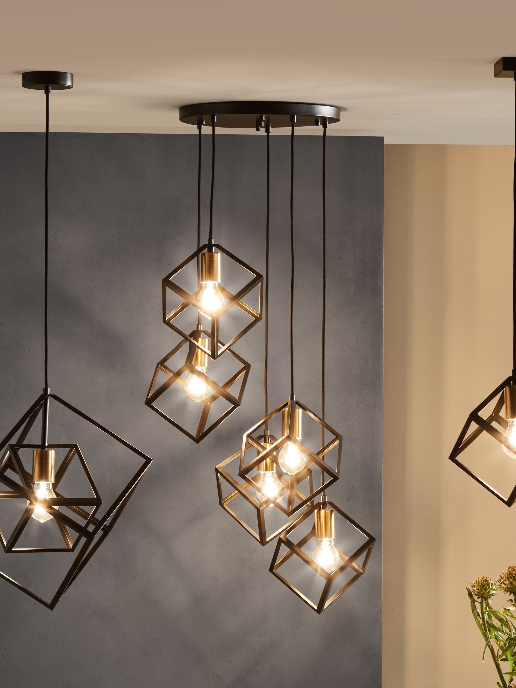 Buy Pacific Black Alessio Matt Metal Five Cube Pendant Ceiling Light ...