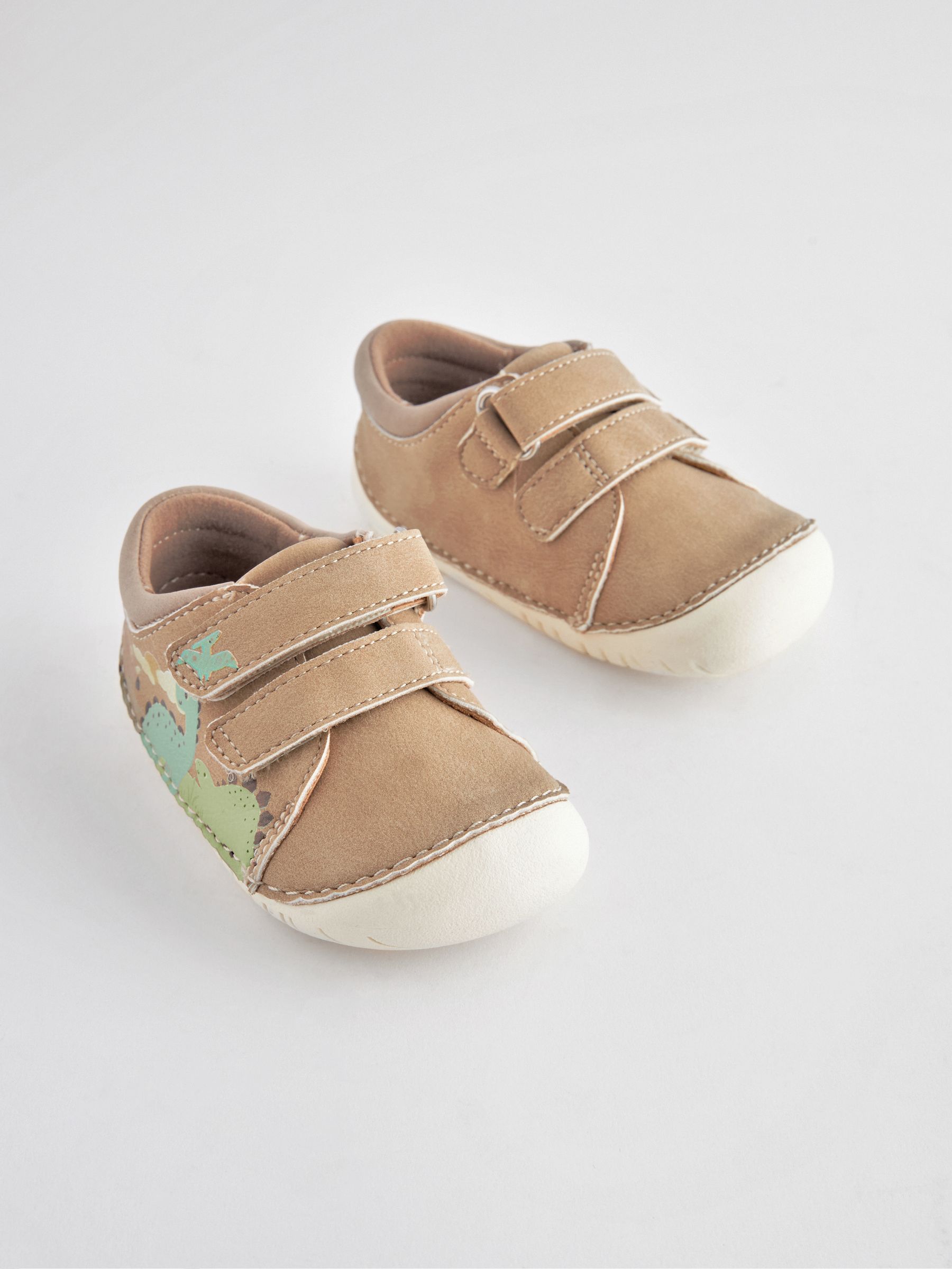 Buy Neutral Dinosaur Scene Standard Fit (F) Crawler Shoes from the Next ...