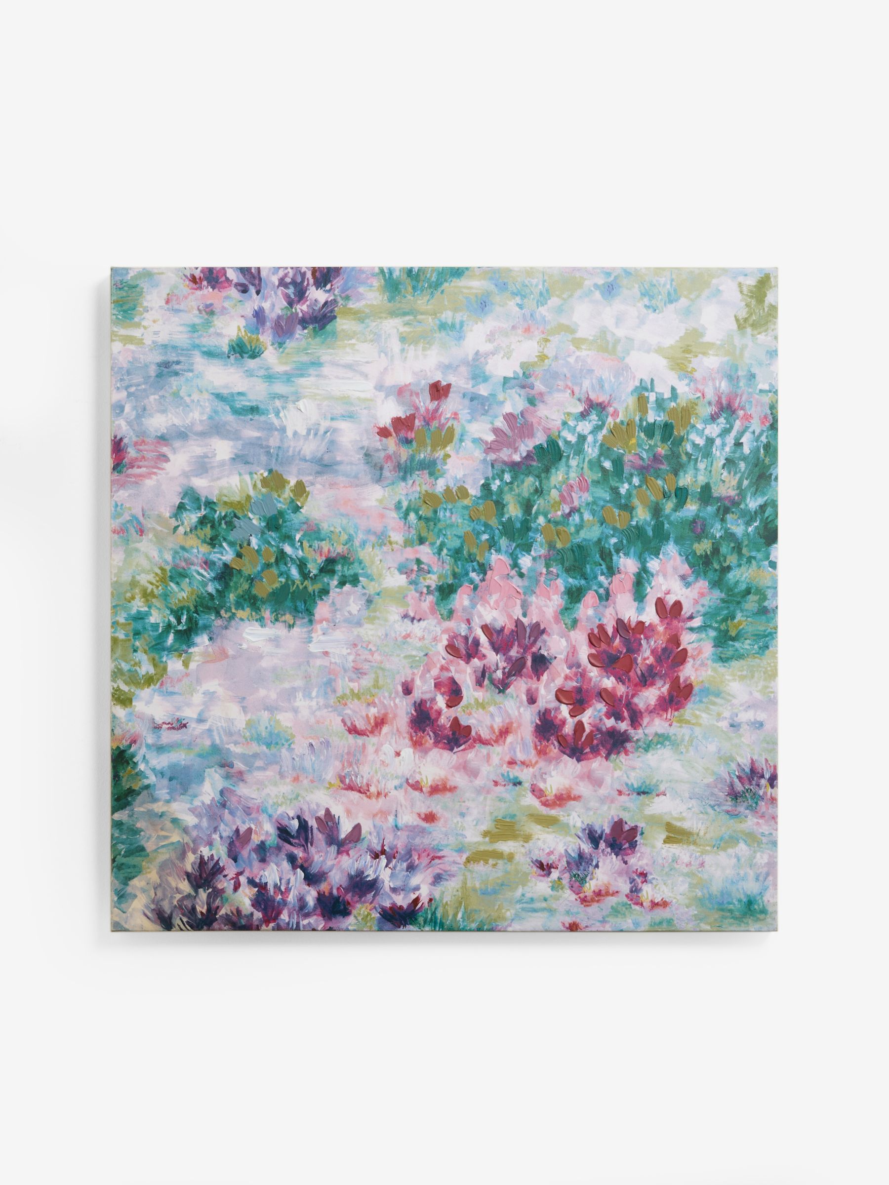 Buy Clarke and Clarke Pink/Green Abstract Floral Canvas Wall Art from ...