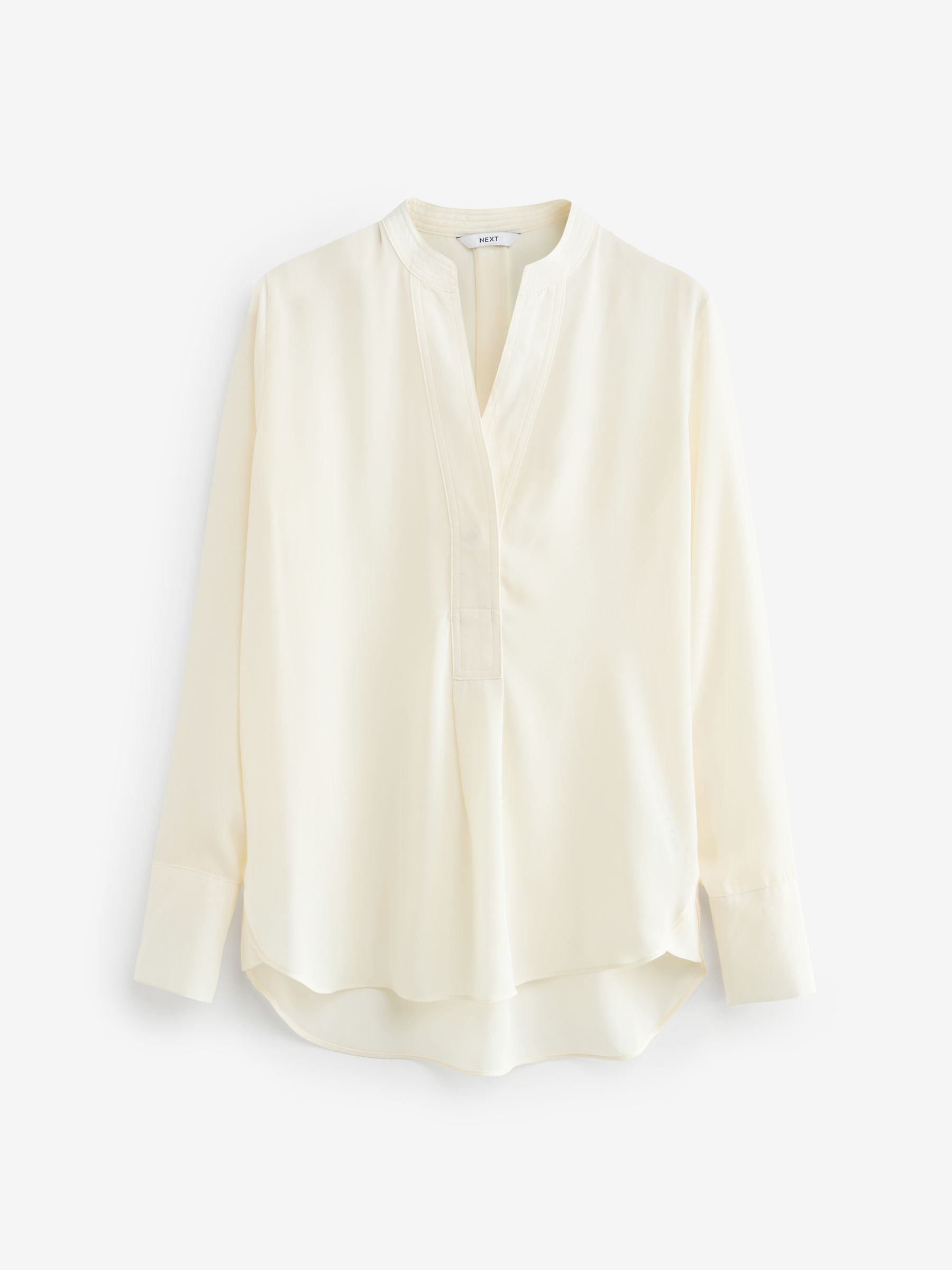 Buy Ecru Cream Long Sleeve Overhead V-Neck Relaxed Fit Blouse from the ...