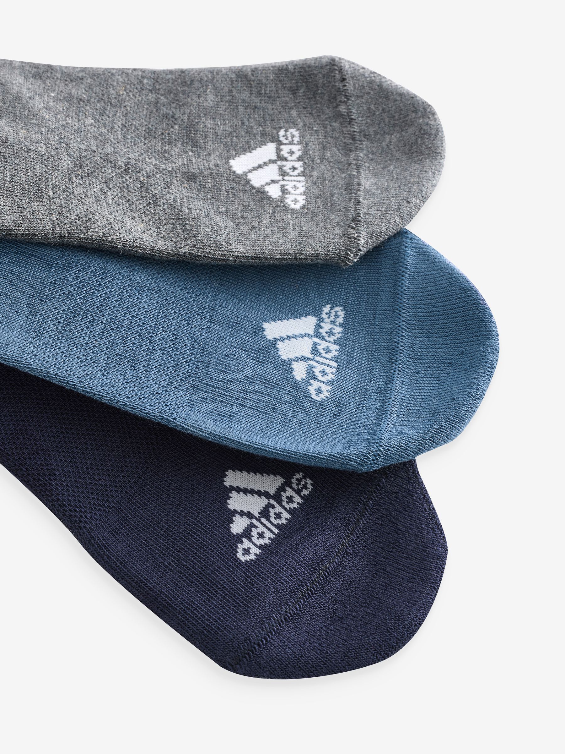 Buy adidas Blue 3-Stripes Cushioned Sportswear Low Cut Socks 3 Pack ...