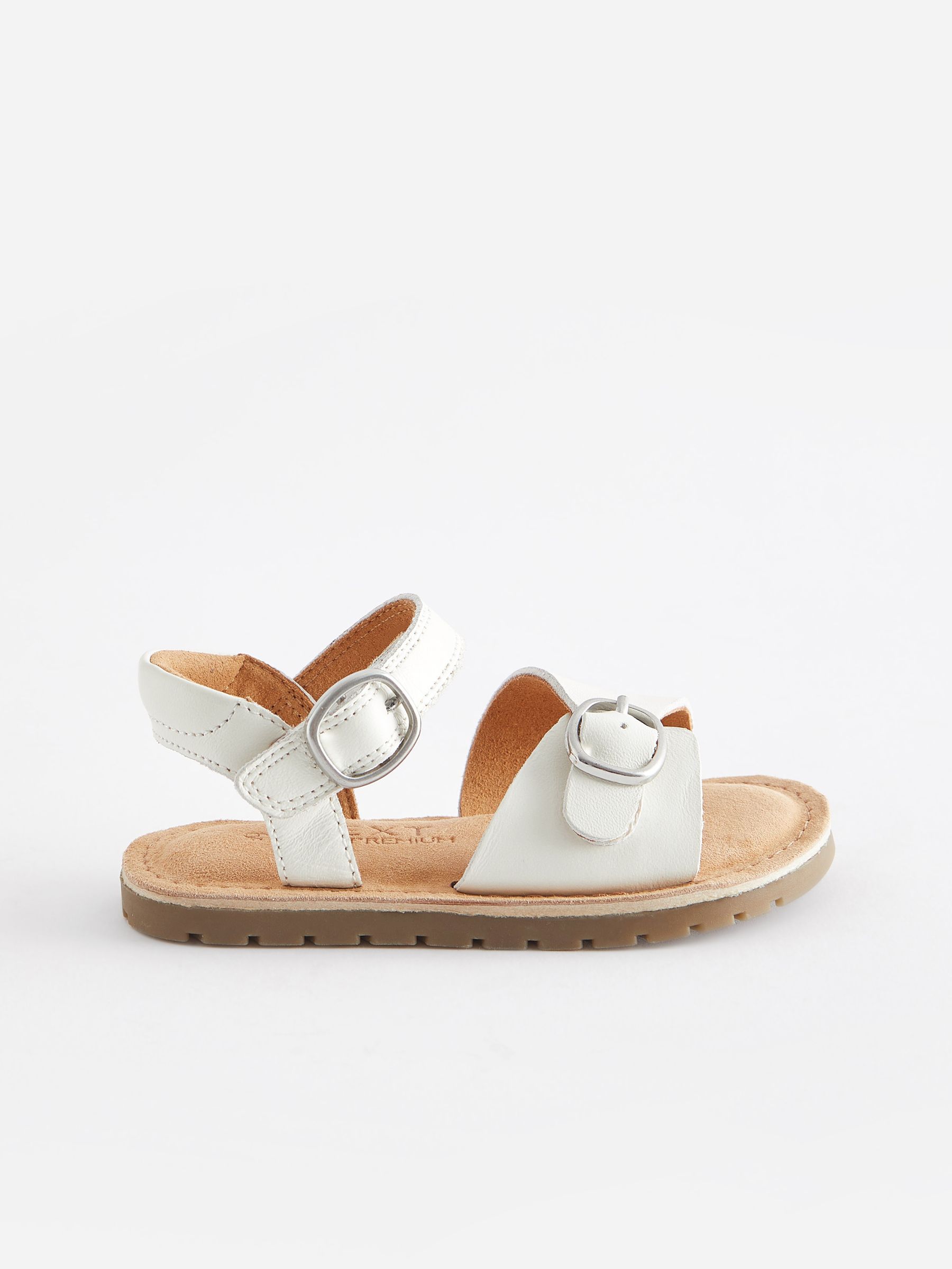 Buy White Standard Fit (F) Leather Buckle Sandals from the Next UK ...