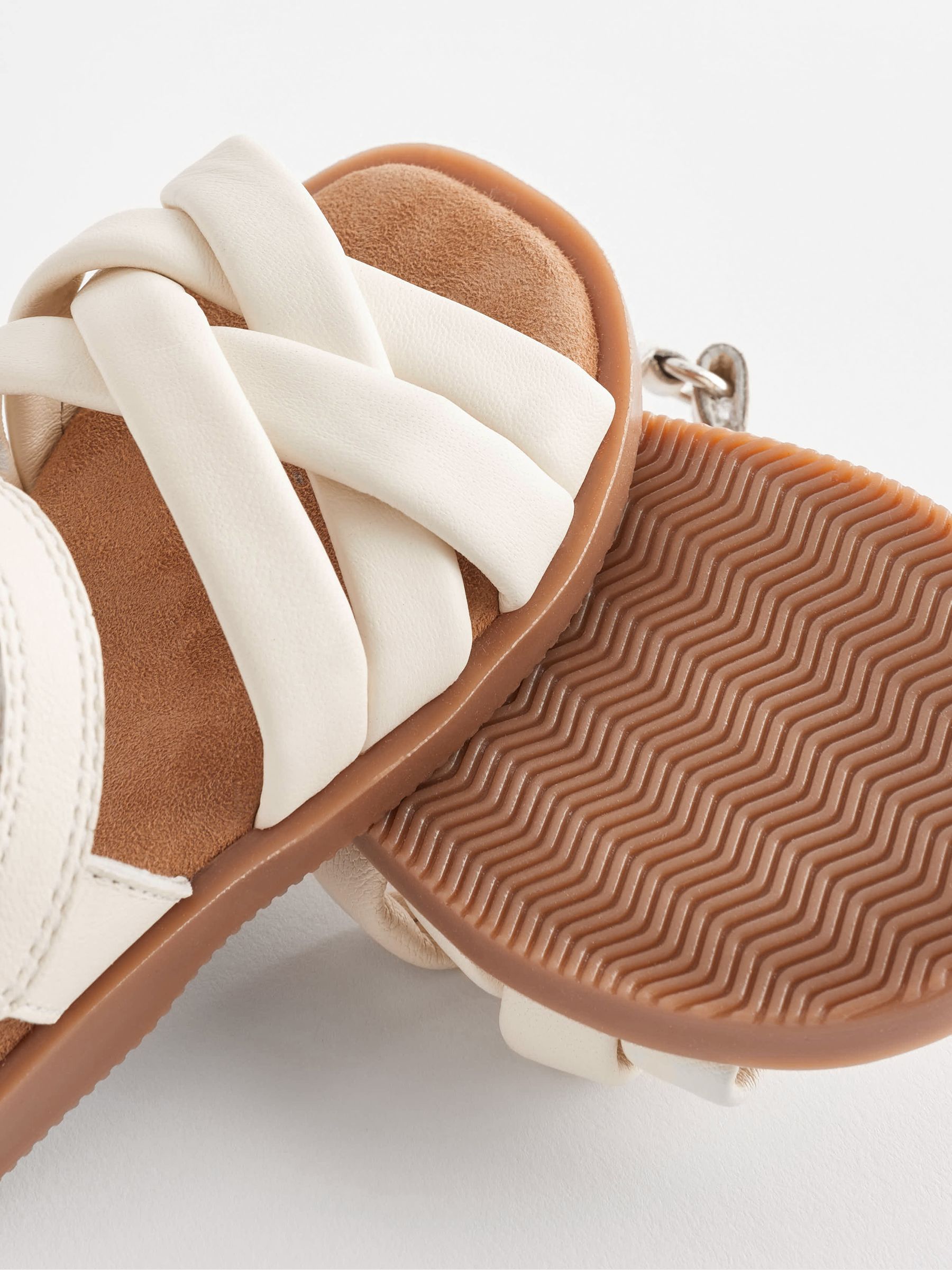 Buy White Leather Woven Sandals With Touch Fastening from the Next UK ...