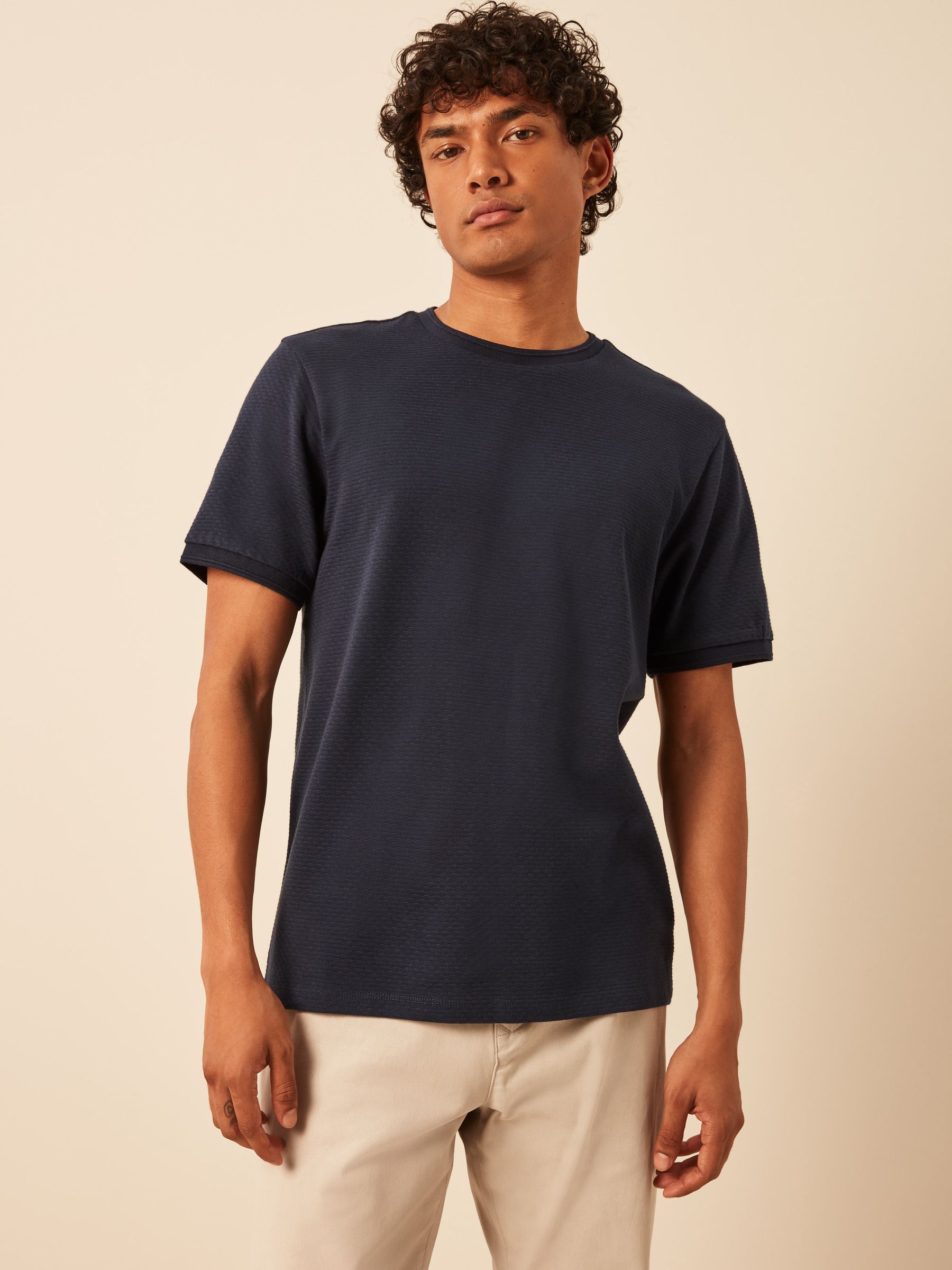 Buy Navy Textured T-Shirt from the Next UK online shop