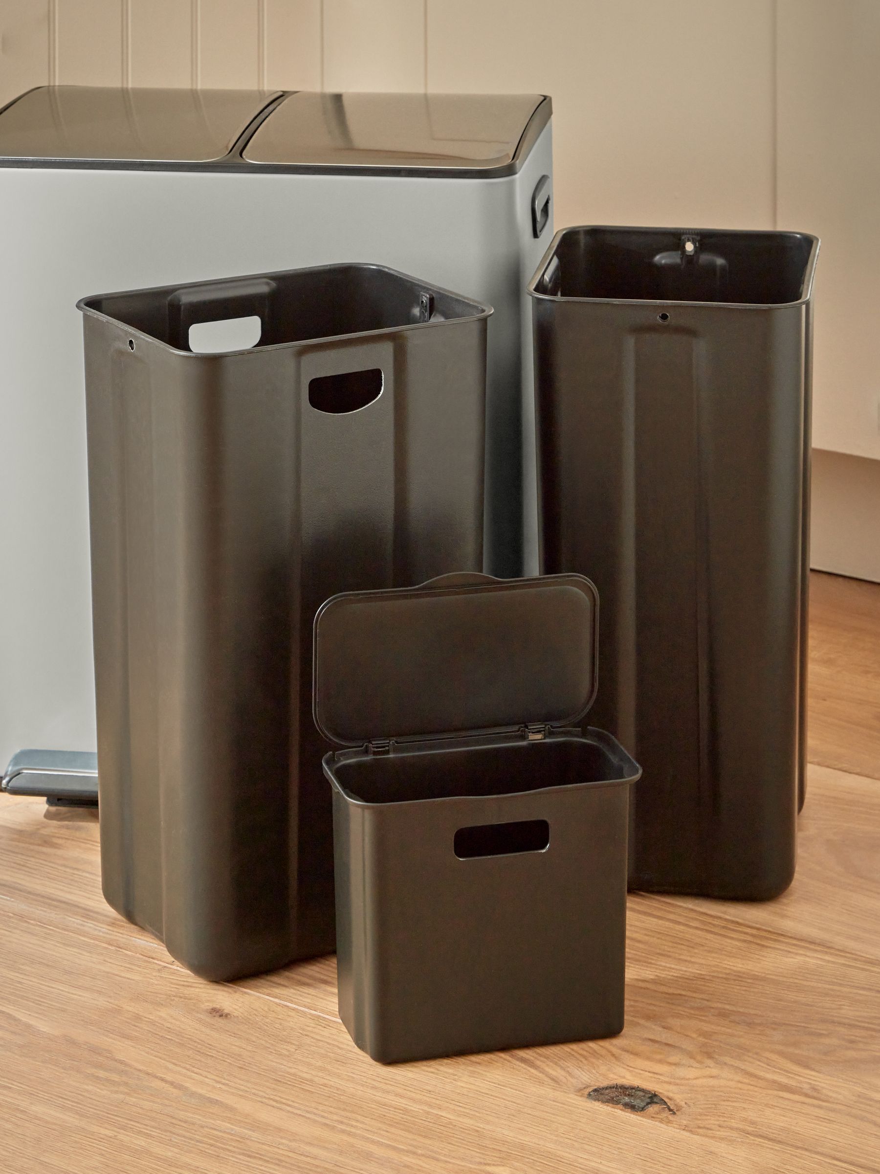Buy Charcoal Grey 40L 3 compartment Recycling Soft Close Pedal Bin from ...