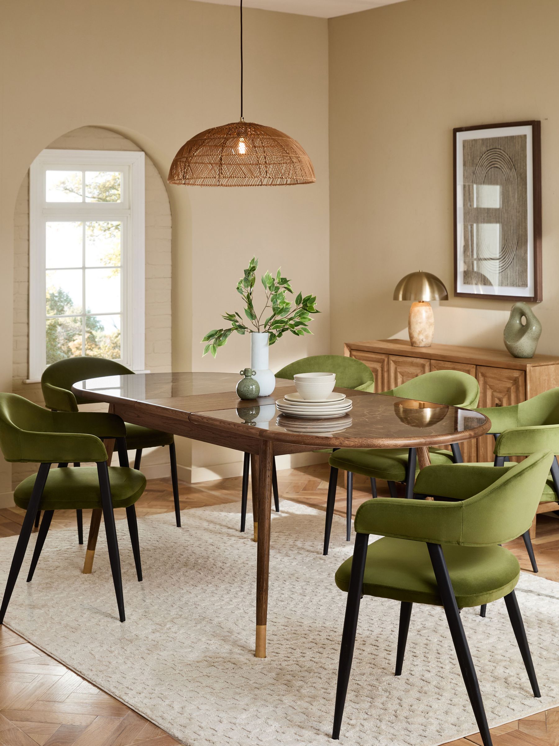 Buy Dark Natural Edwin Marble and Oak Effect 6 to 8 Seater Extrendable ...