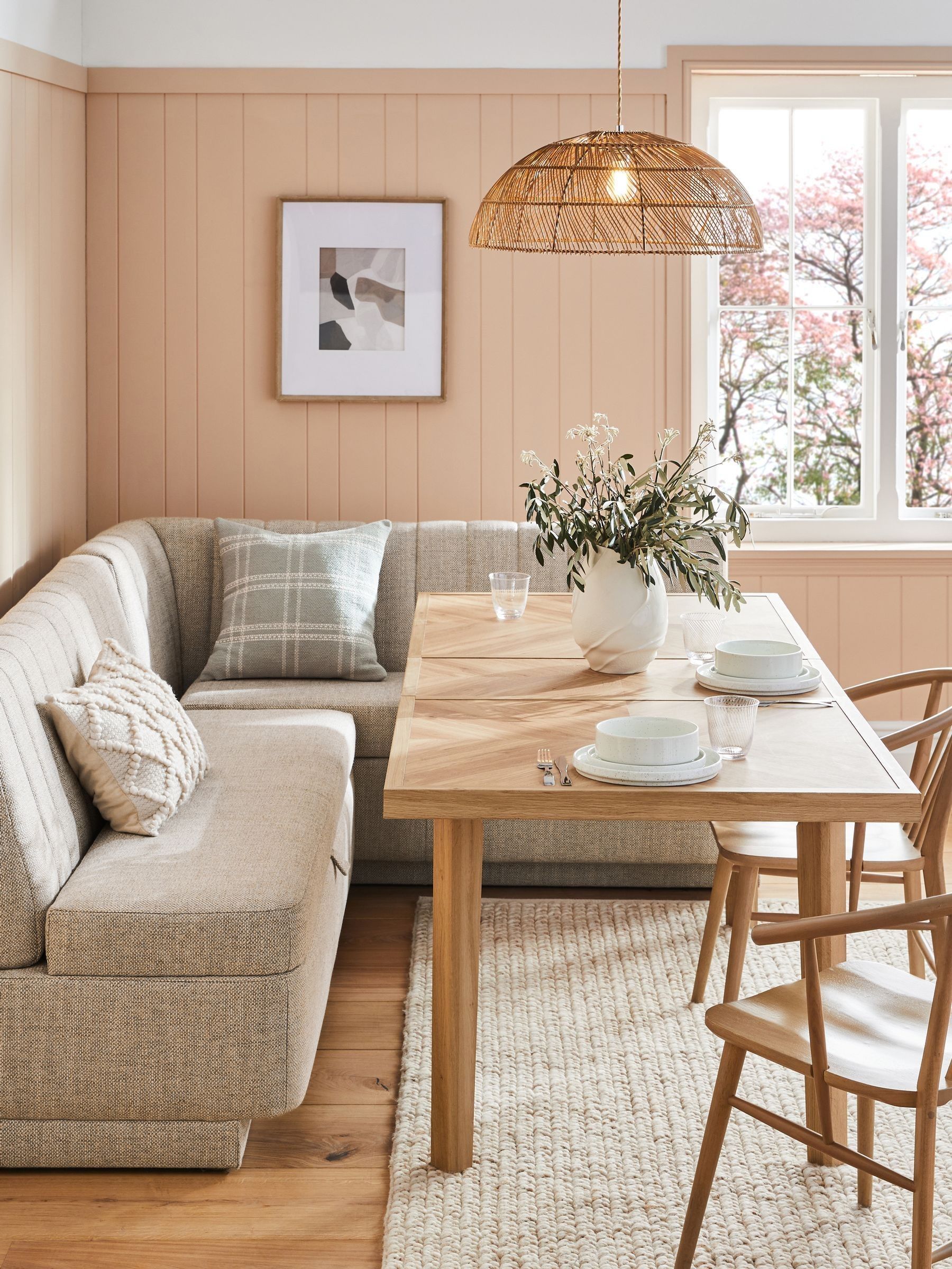 Buy Chunky Weave Mid Natural Anderson Storage Corner Dining Bench from the Next UK online shop