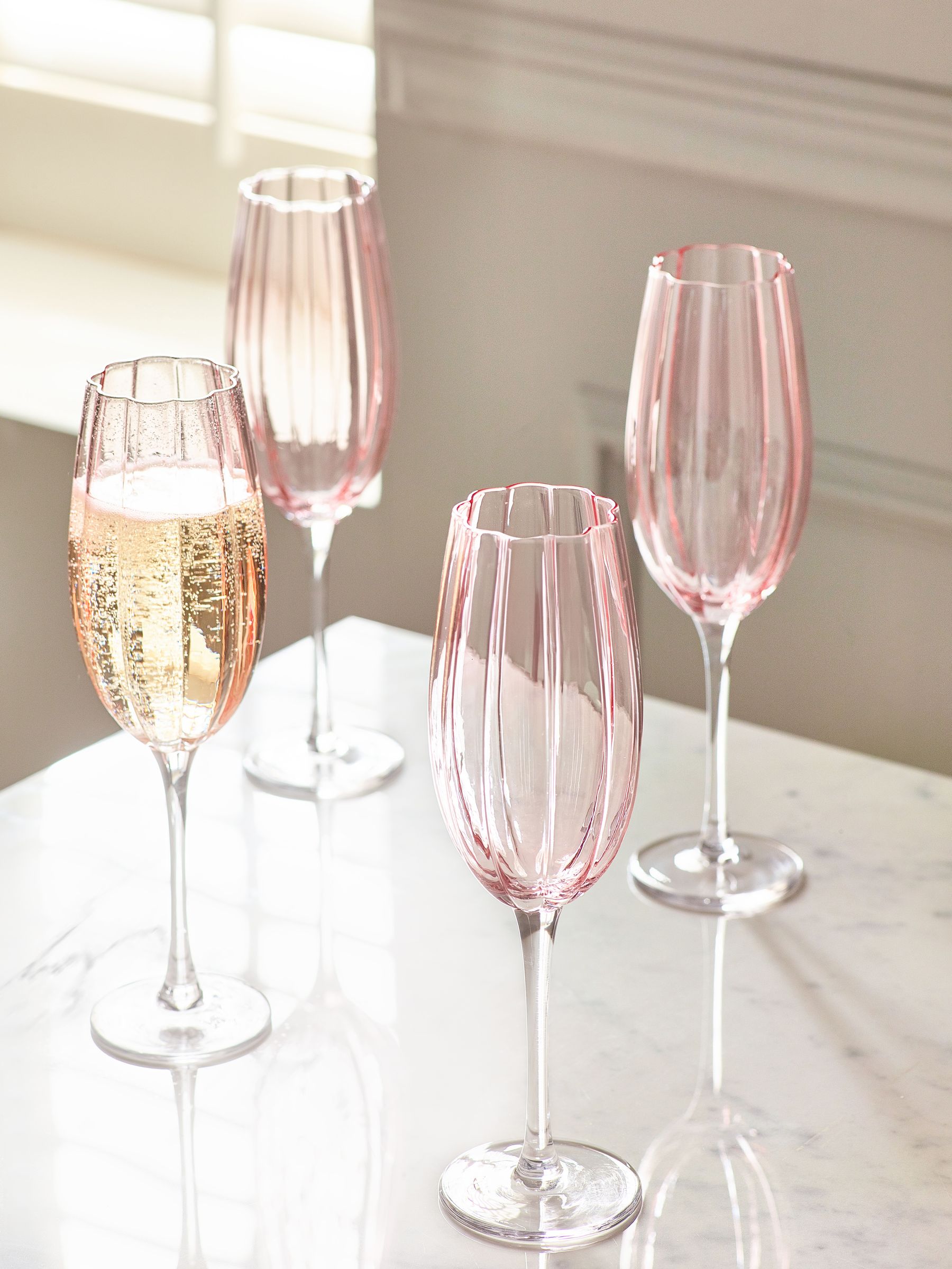 Buy Set of 4 Pink Ottilie Champagne Flute Glasses from Next Australia