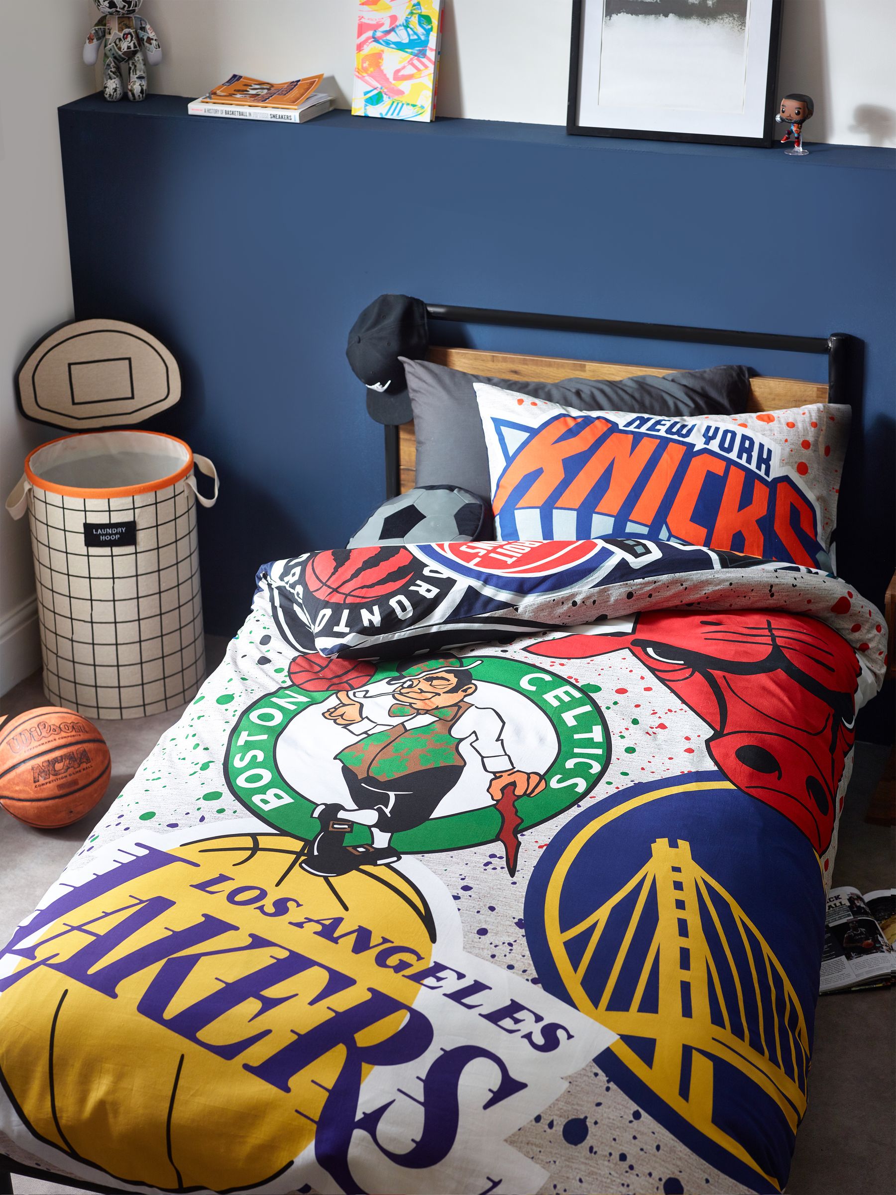 Buy Multi NBA 100% Cotton Single Duvet Cover and Pillowcase Set from ...