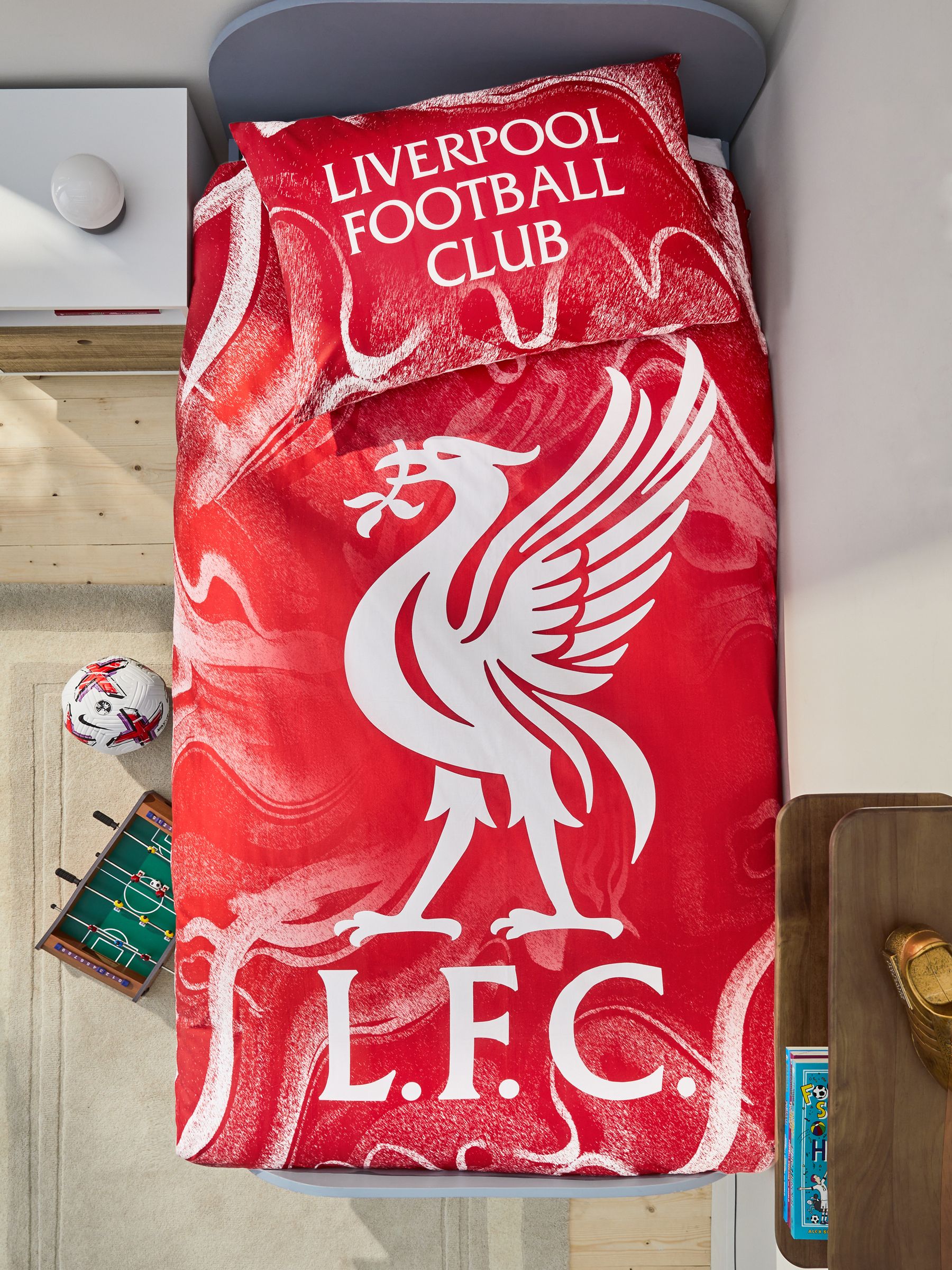Buy Red Liverpool FC 100% Cotton Duvet Cover and Pillowcase Set from ...