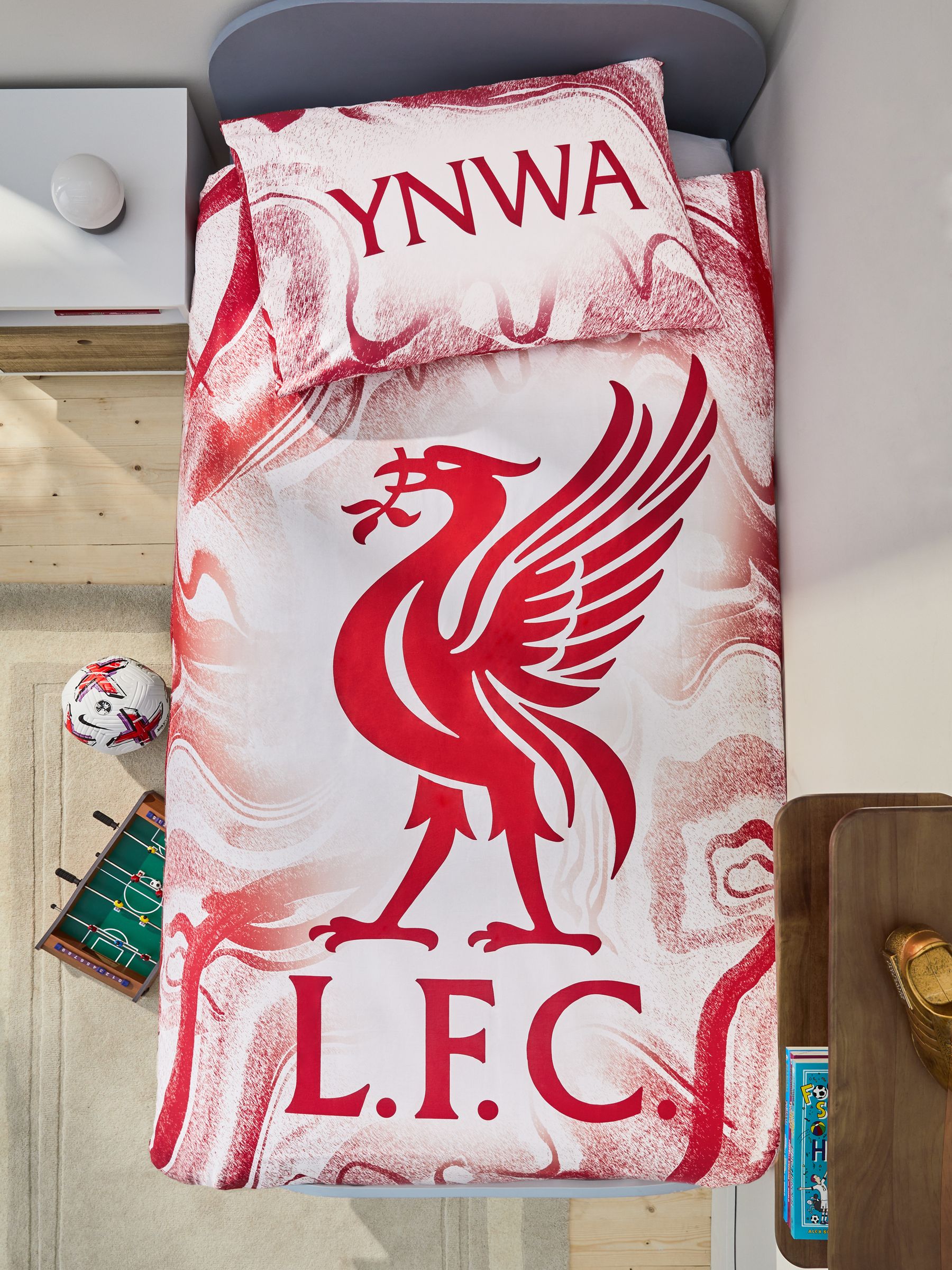 Buy Red Liverpool FC 100% Cotton Duvet Cover and Pillowcase Set from ...